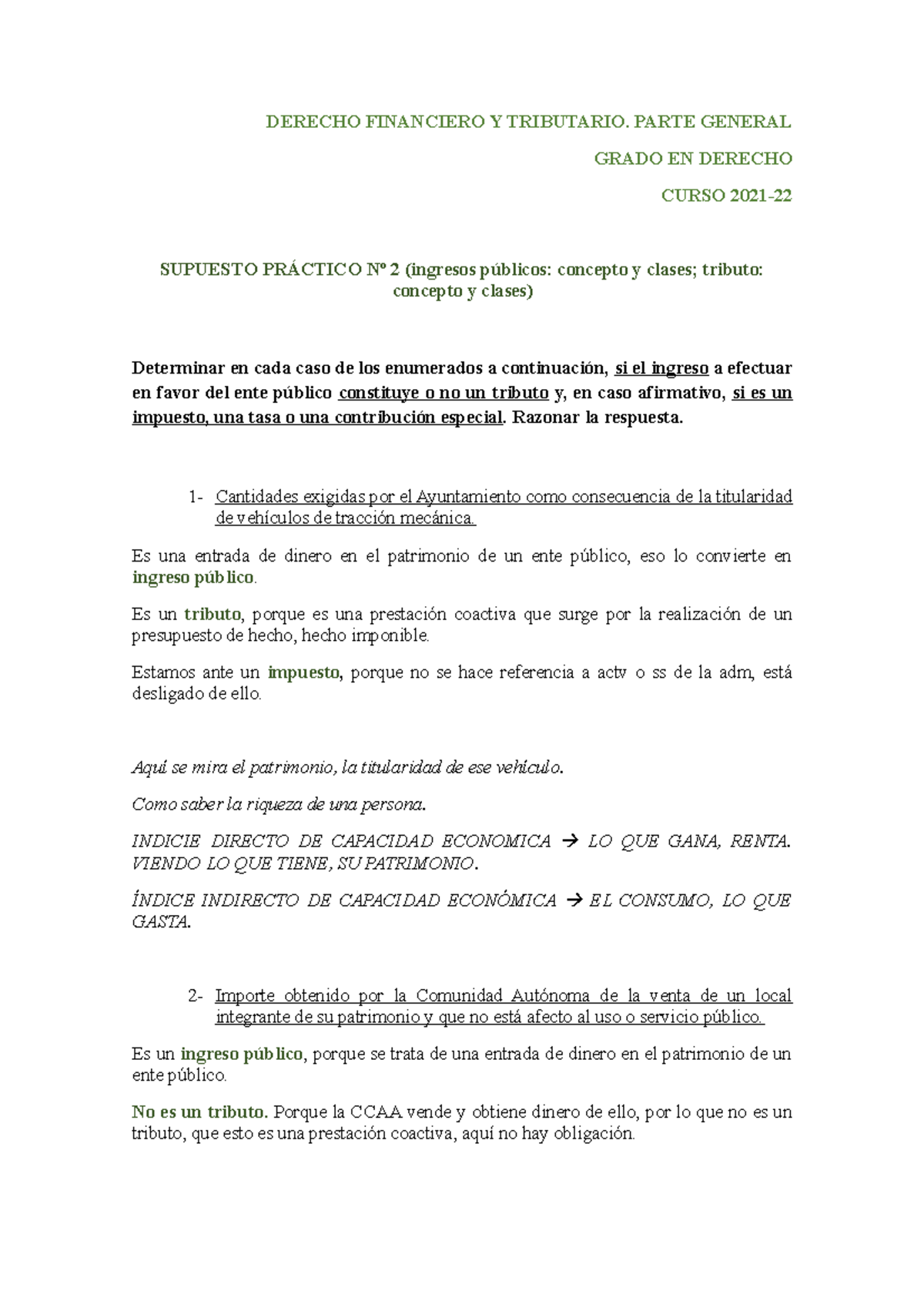 Cp Nº 2 Caso Práctico Número 2 Derecho Financiero 2022 Derecho