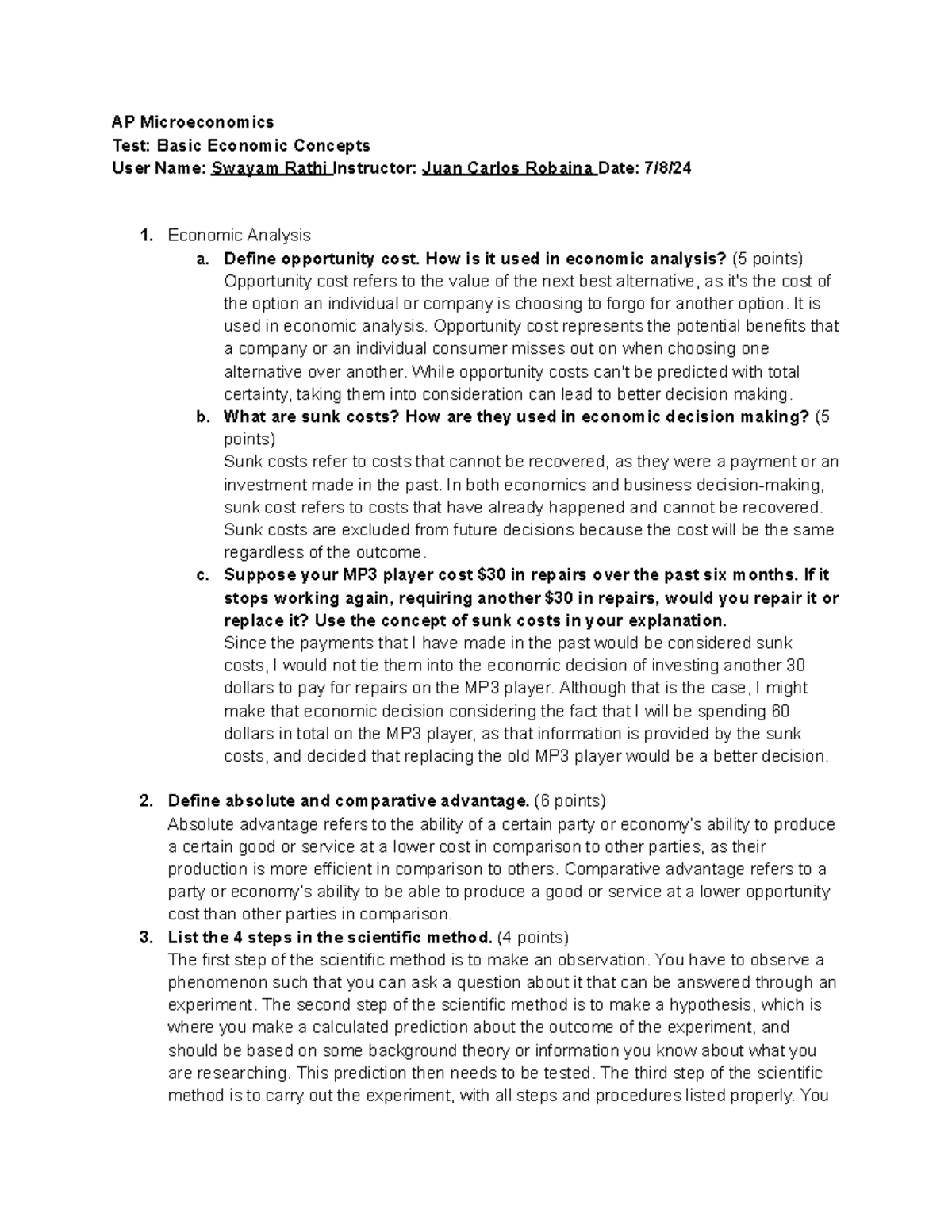 2.4.5 Test (TST) Basic Economic Concepts - AP Microeconomics Test ...