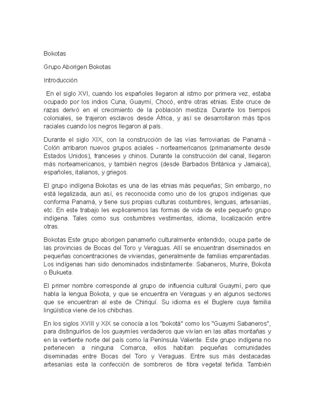 Bokotas - Temas sobre indígenas de Panamá - Bokotas Grupo Aborigen ...