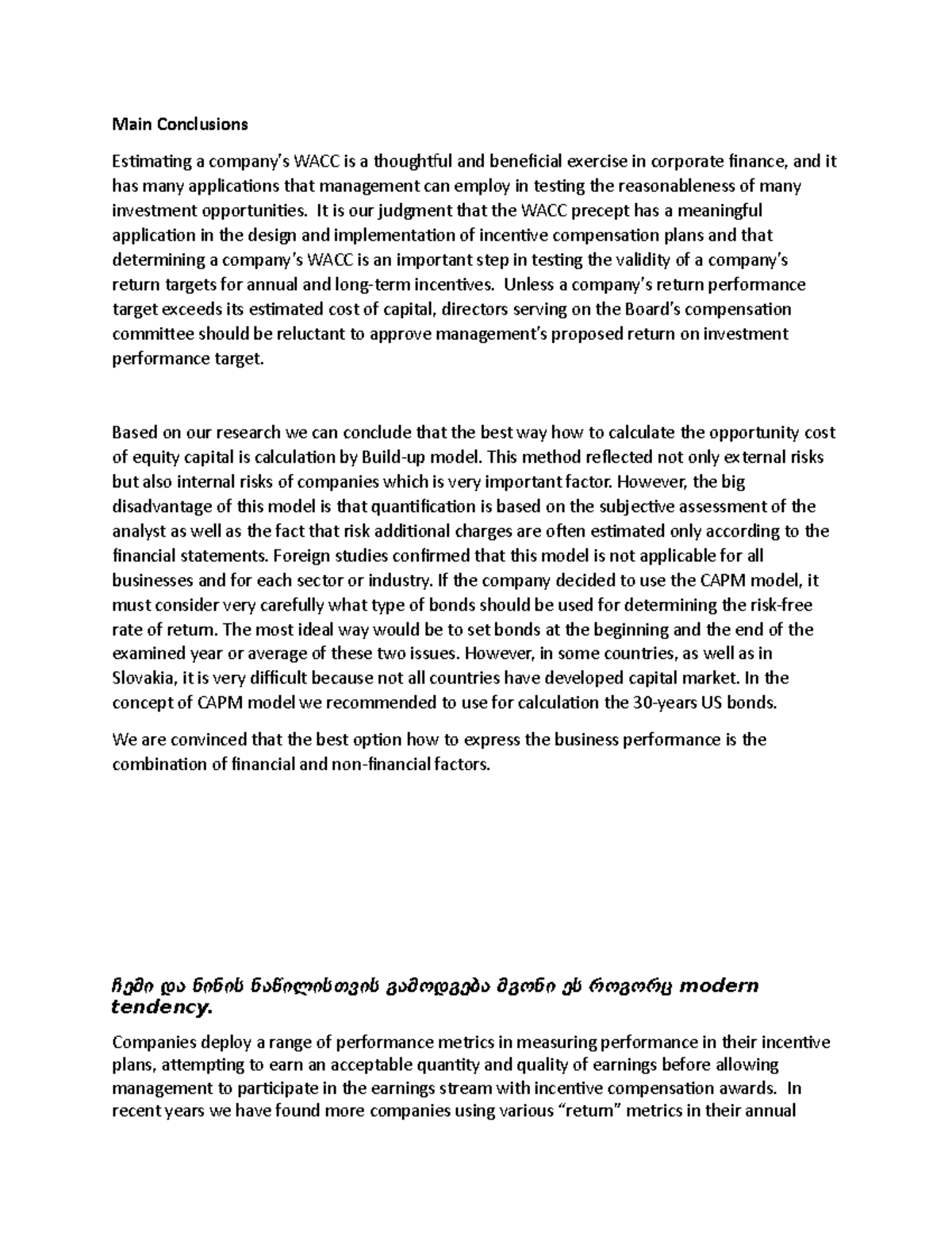 Main Conclusions - materials - Main Conclusions Estimating a company’s ...