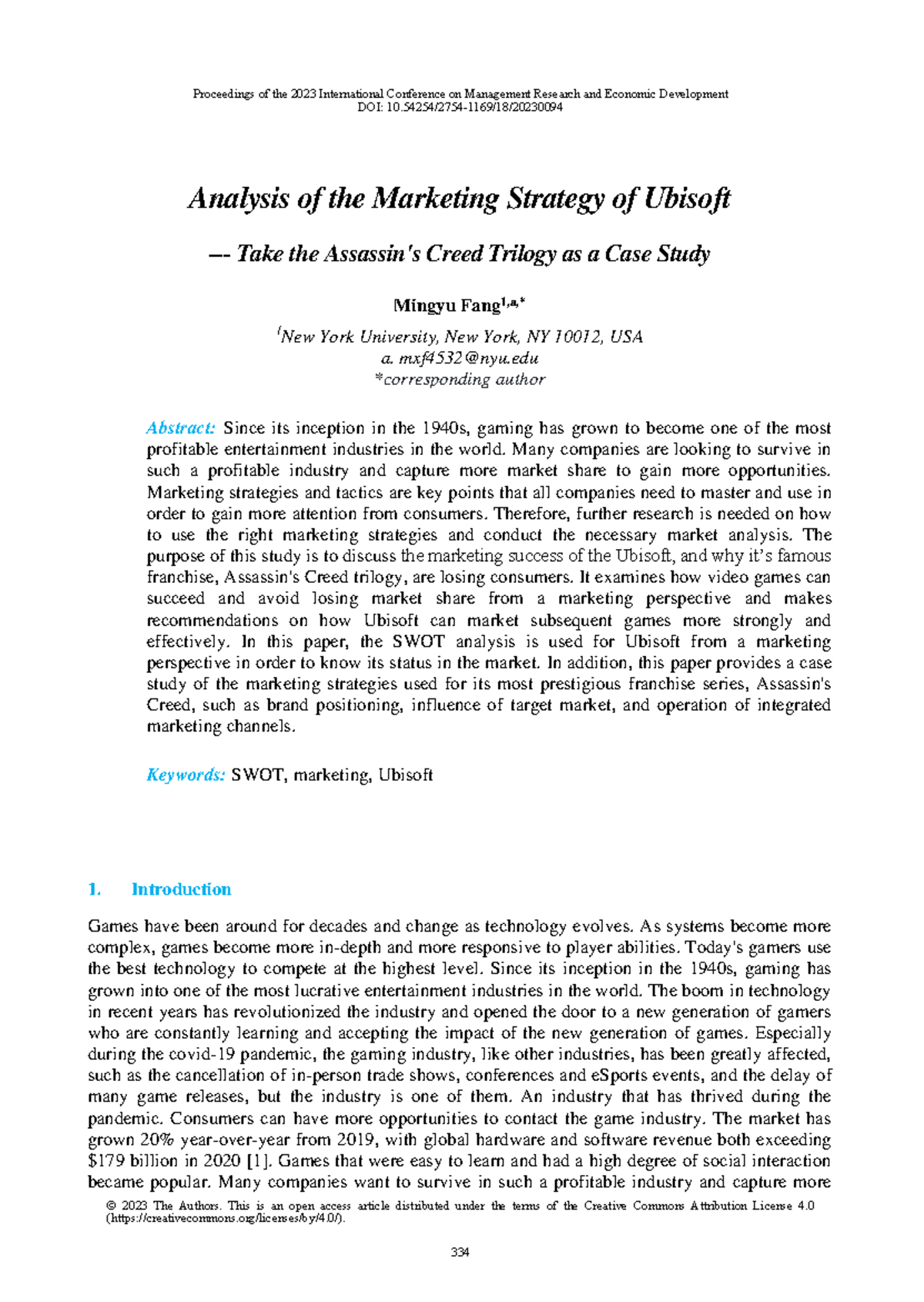 Analysis of the Marketing Strategy of Ubisoft - mxf4532@nyu ...