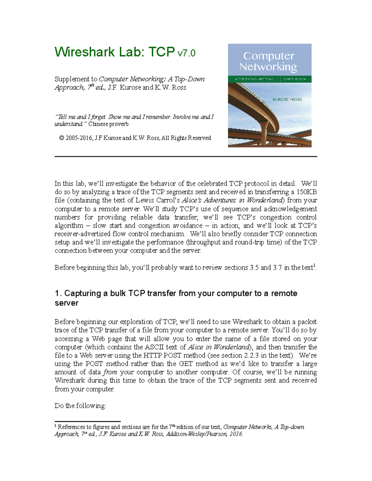 Wireshark Tcp Lab 04b Laboratorio 04 De Redes Wireshark Lab Tcp V7 Supplement To Computer