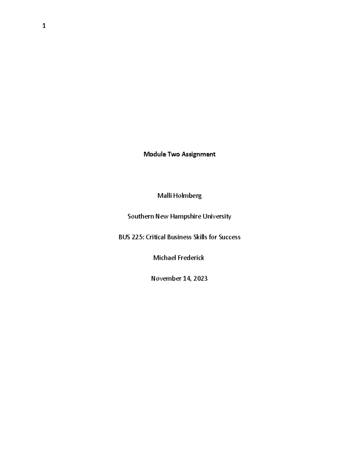 BUS225 Module Two Assignment - Module Two Assignment Malli Holmberg ...