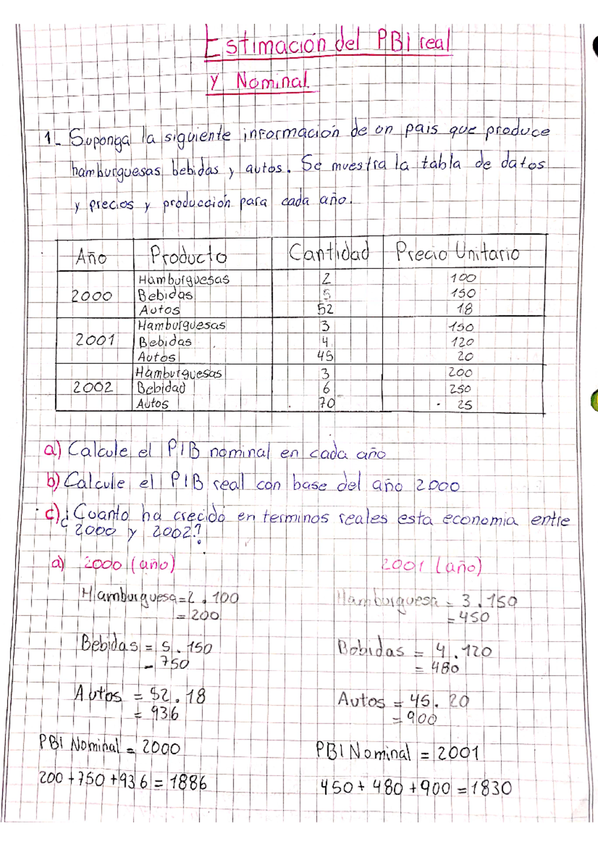 Ejercicio. Estimación del PBI real y nominal - Economia general - Studocu