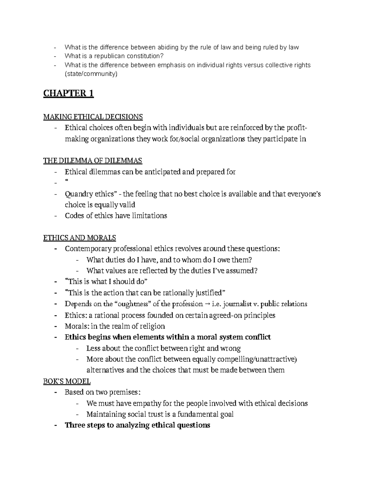 Media Ethics Chapter 1 Notes - What is the difference between abiding ...