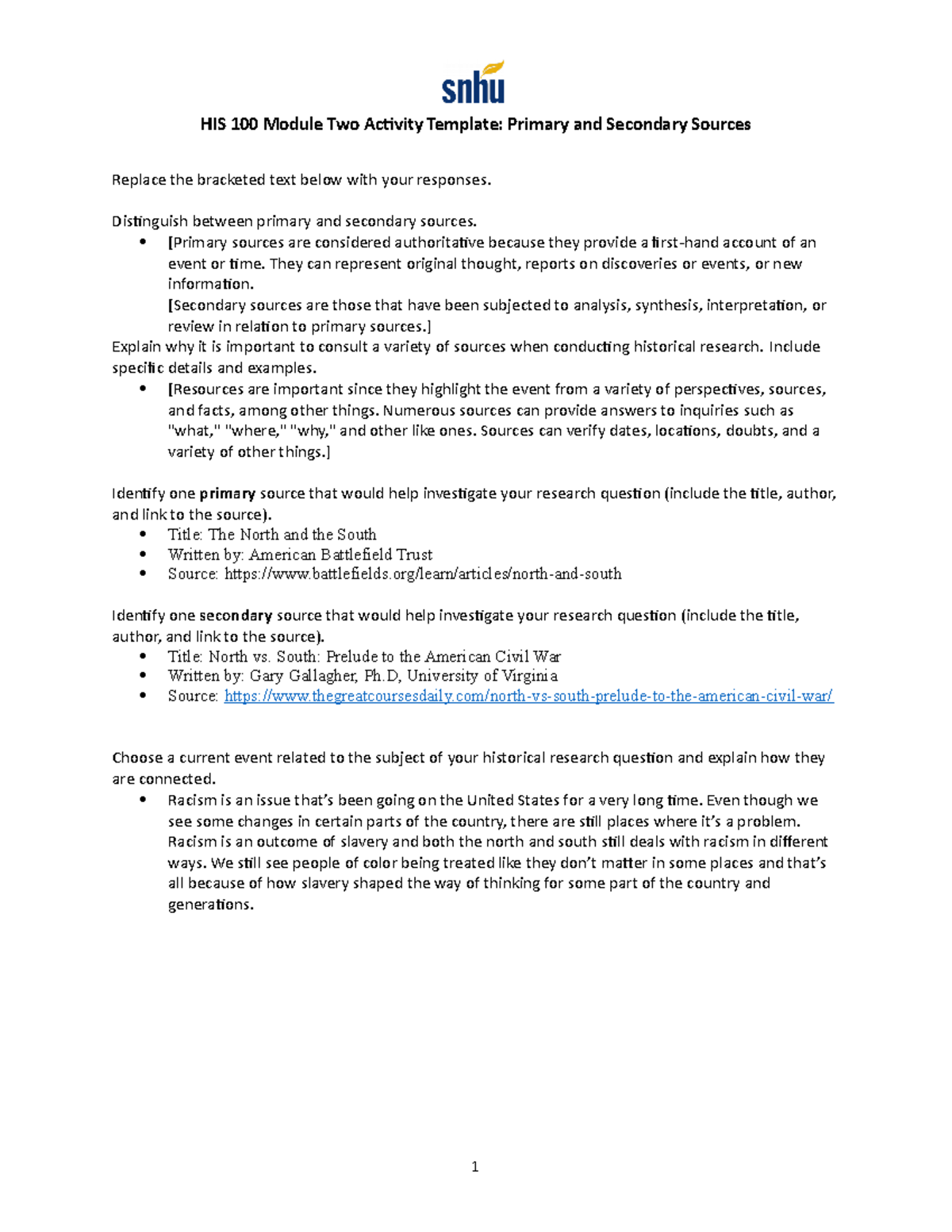 HIS 100 Module Two Activity Sources Template - HIS 100 Module Two ...
