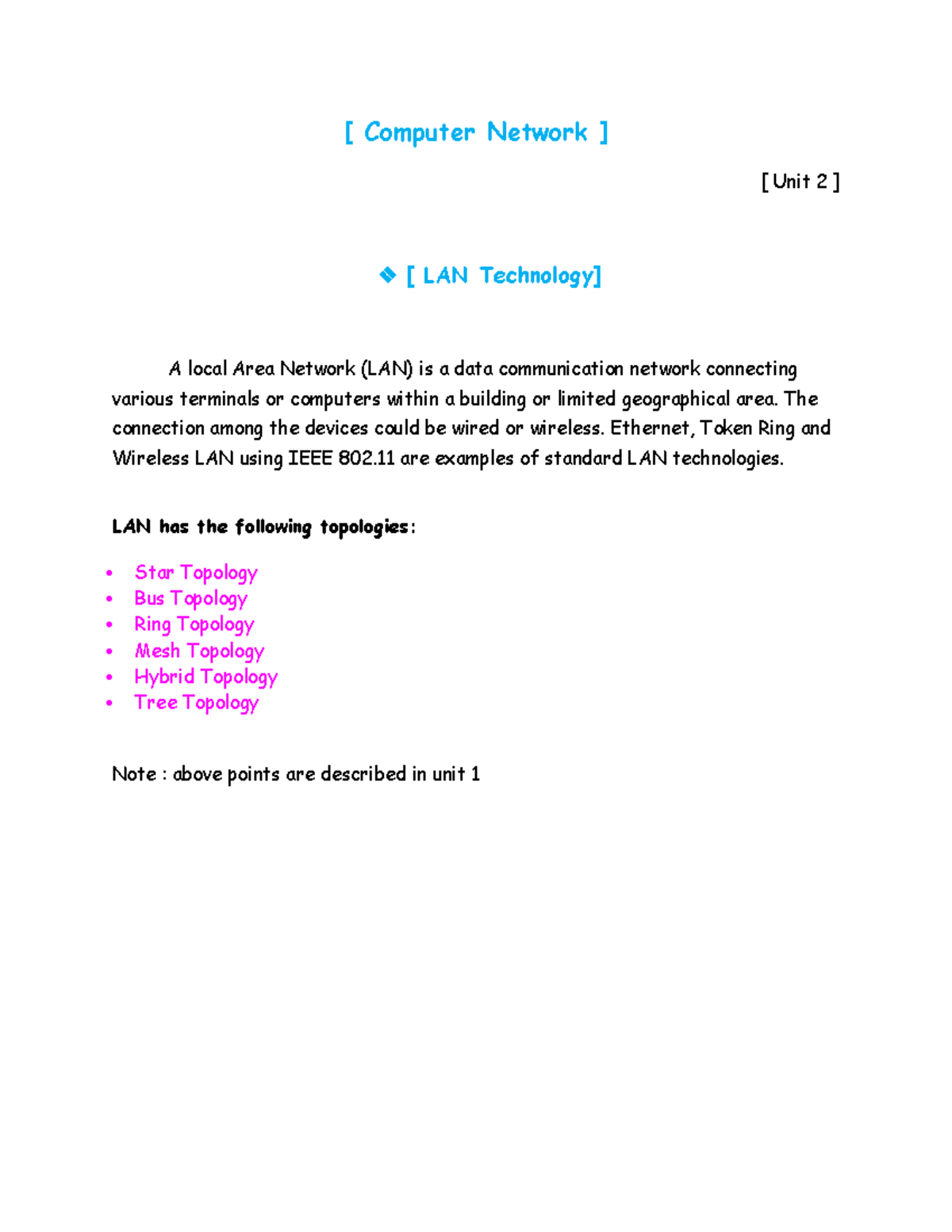 CN 2 - Computer Networks - [ Computer Network ] [ Unit 2 ] [ LAN ...