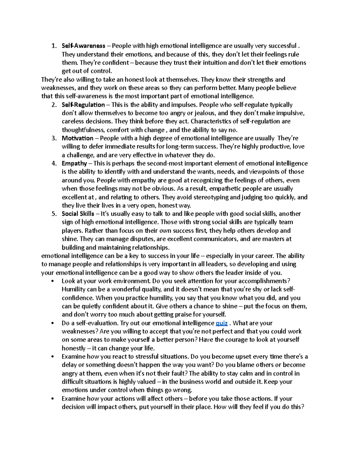 Psyc 23 - psyc100 dylan selterman - Self-Awareness – People with high ...