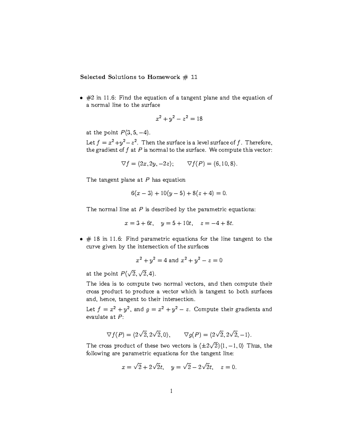 S11 - Supporting material - Selected Solutions to Homework # 11 #2 in ...