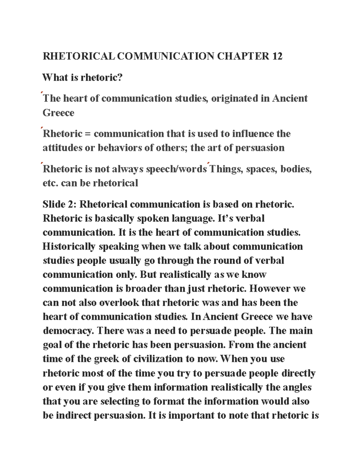 COMM 1011 12_Rhetorical Communication - RHETORICAL COMMUNICATION ...
