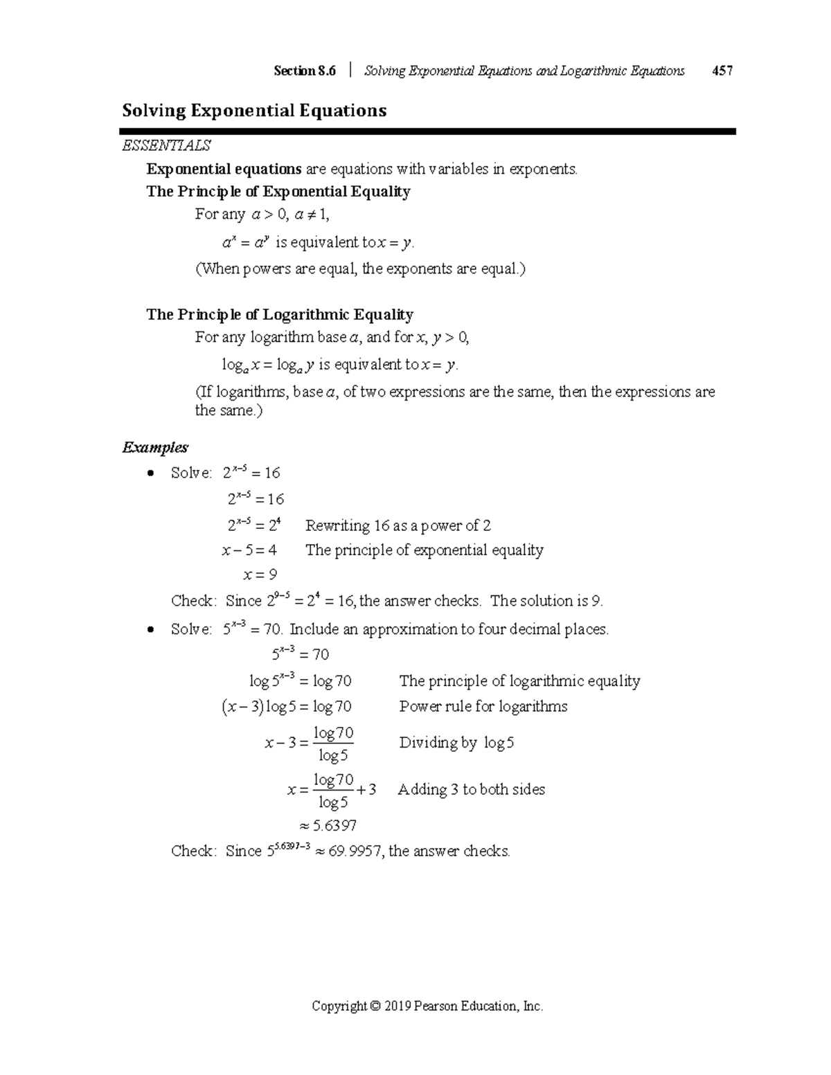 Section 8 - Practice materials. - Solving Exponential Equations ...