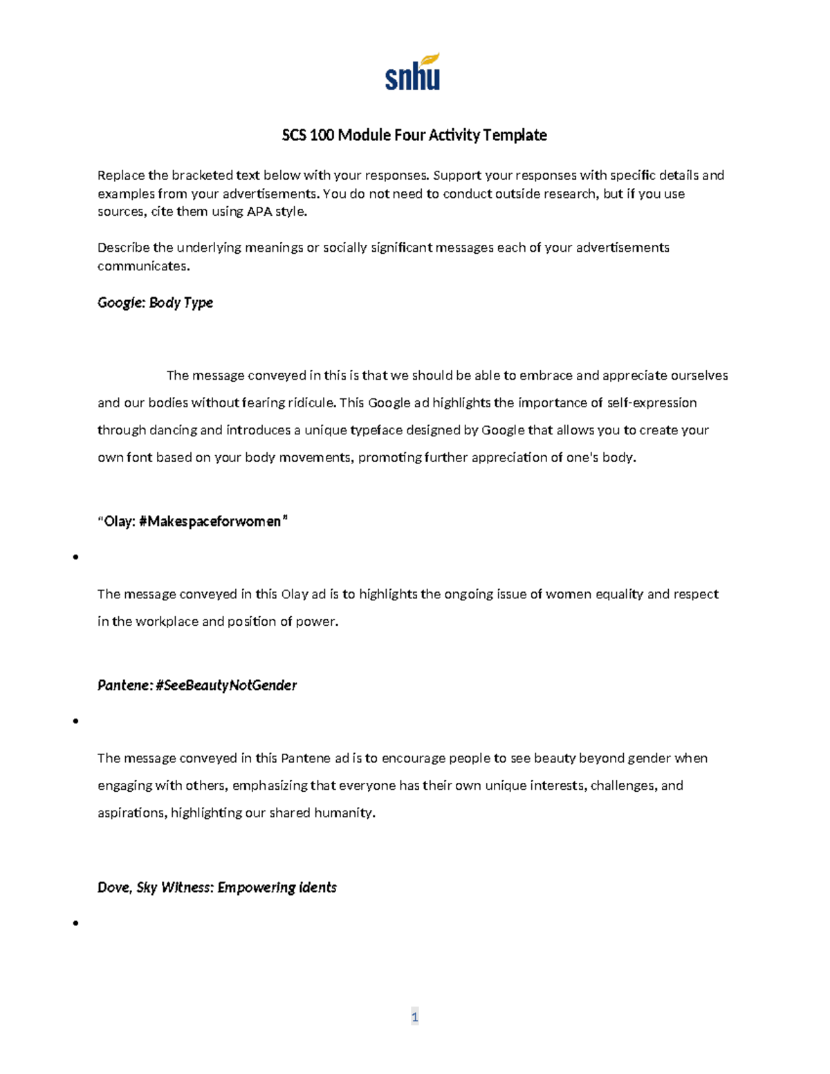 SCS 100 Module Four Activity Template completed - SCS 100 Module Four Activity Template Replace ...