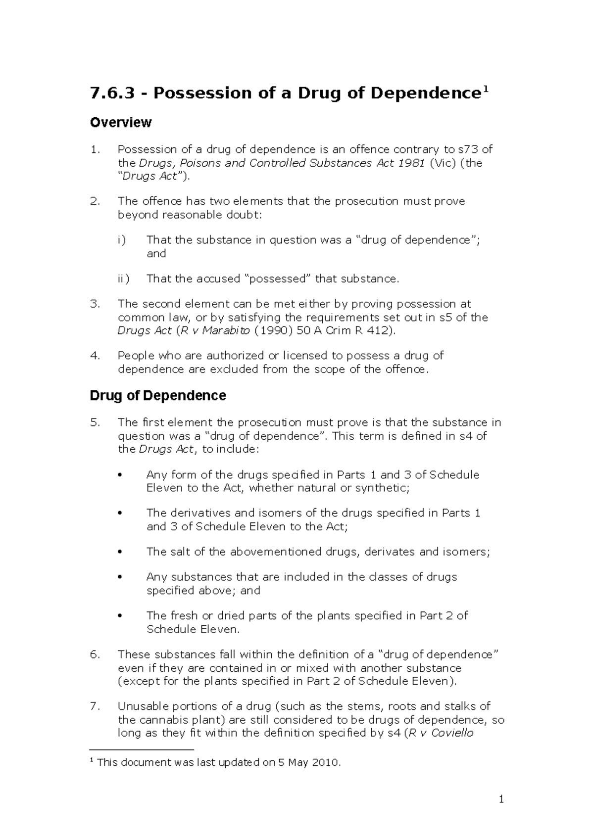 Possession - Bench Notes JCV - LAW3302 - Monash - Studocu