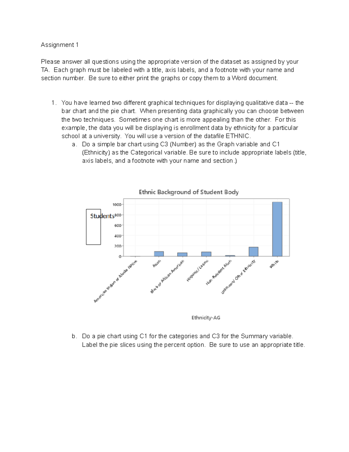 Assignment 1 - Each graph must be labeled with a title, axis labels ...