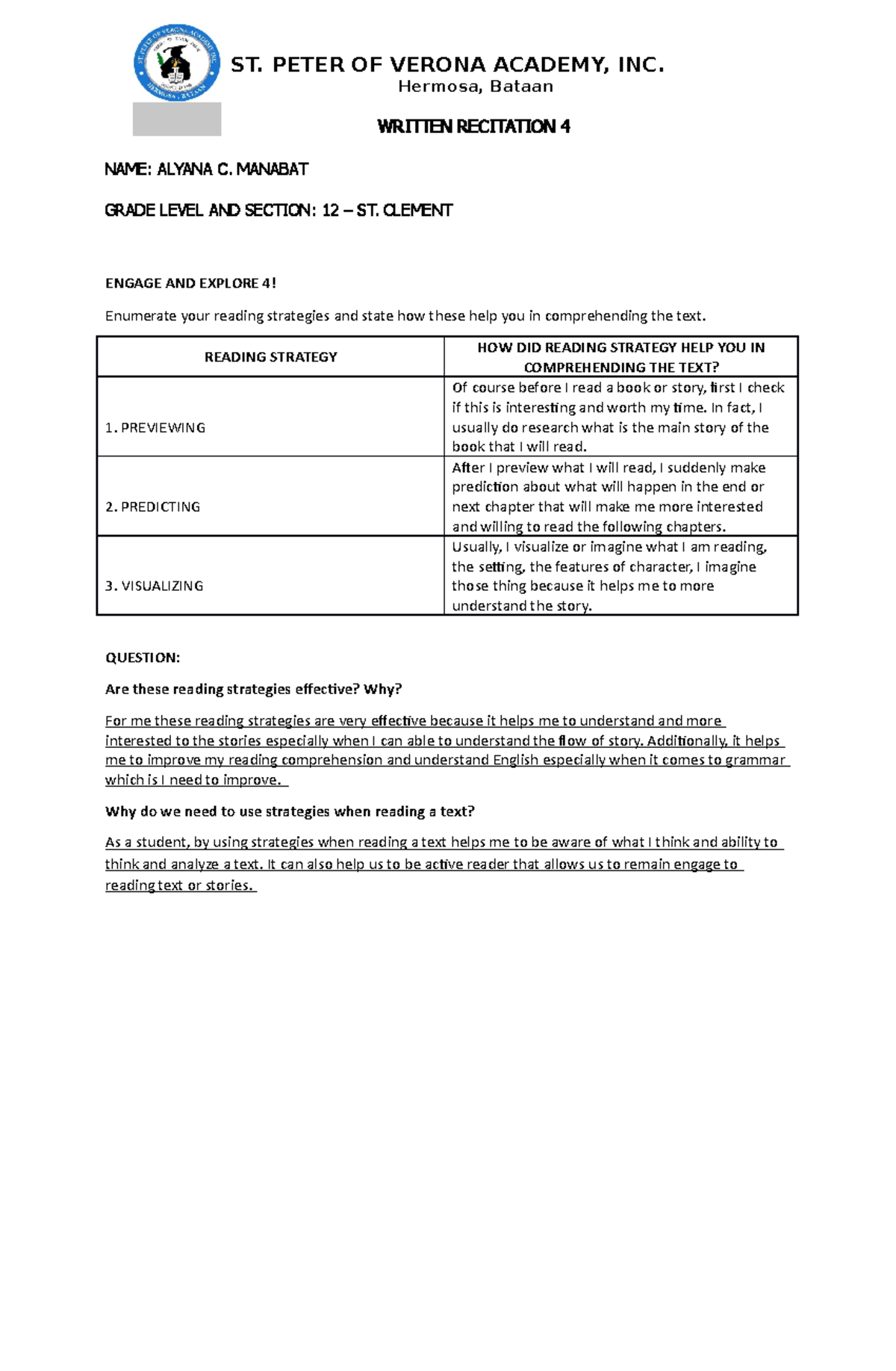 Recitation 4-EAPP English for Academic Purposes Program - ST. PETER OF ...