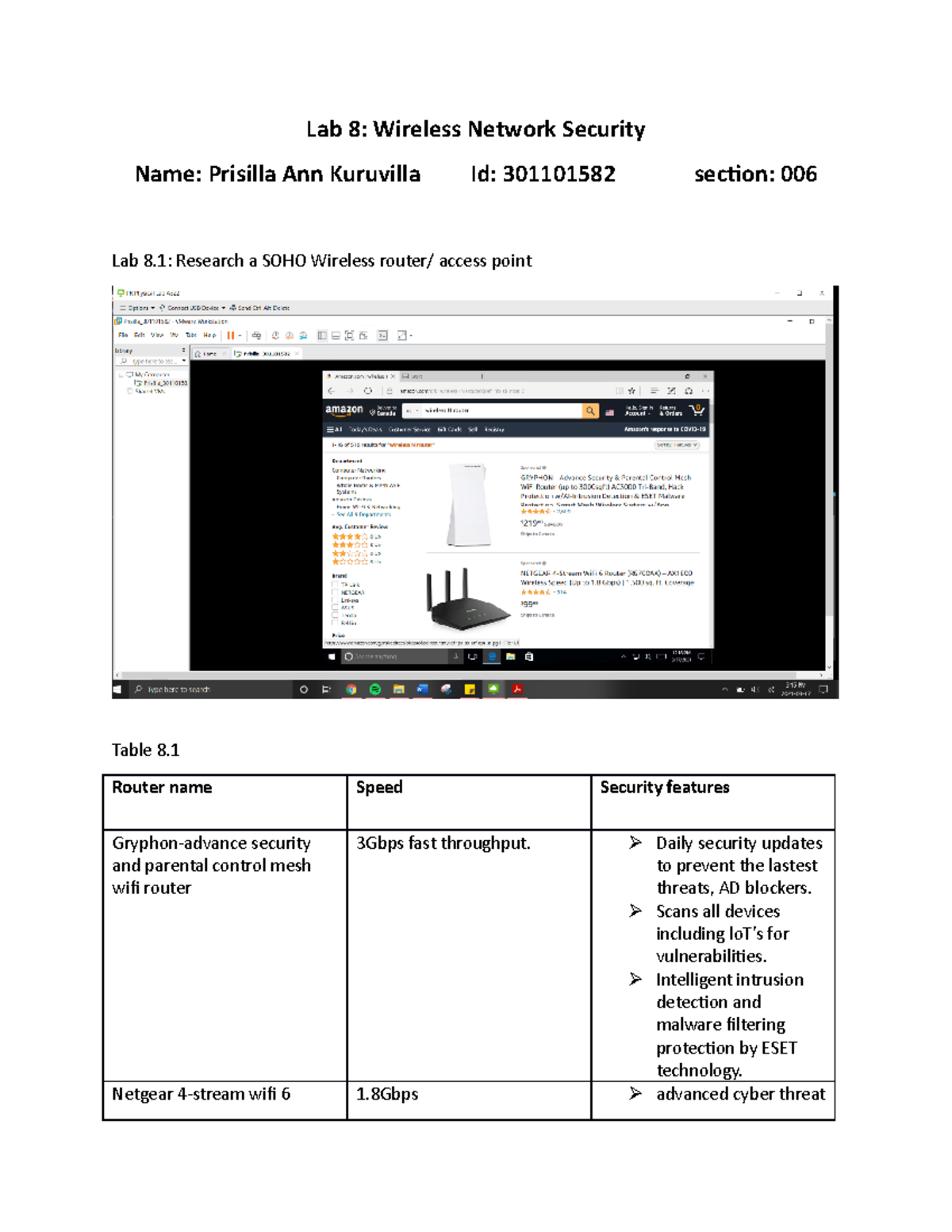 network security lab 8 - Lab 8: Wireless Network Security Name ...