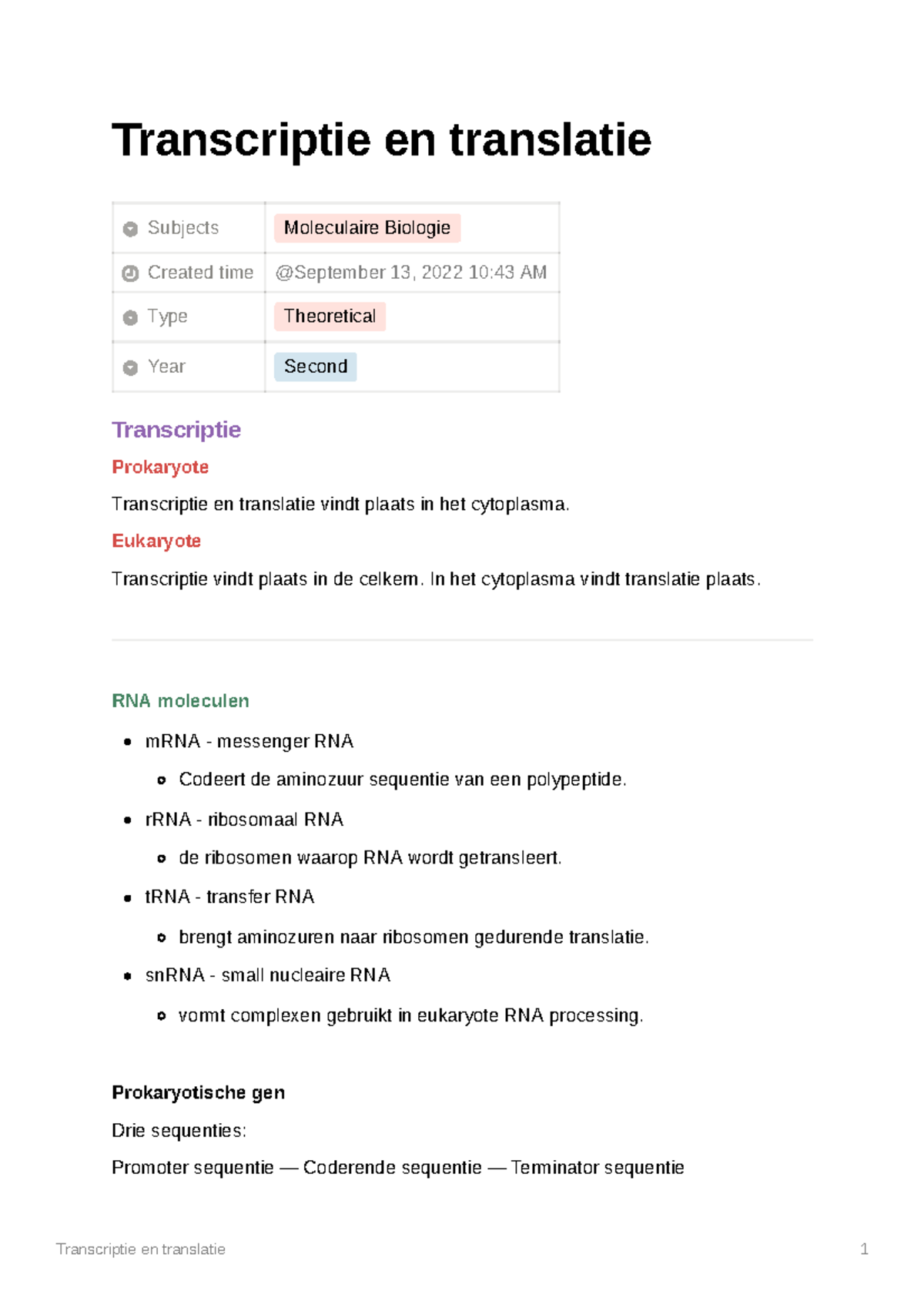 Transcriptie en translatie - Transcriptie en translatie Subjects ...