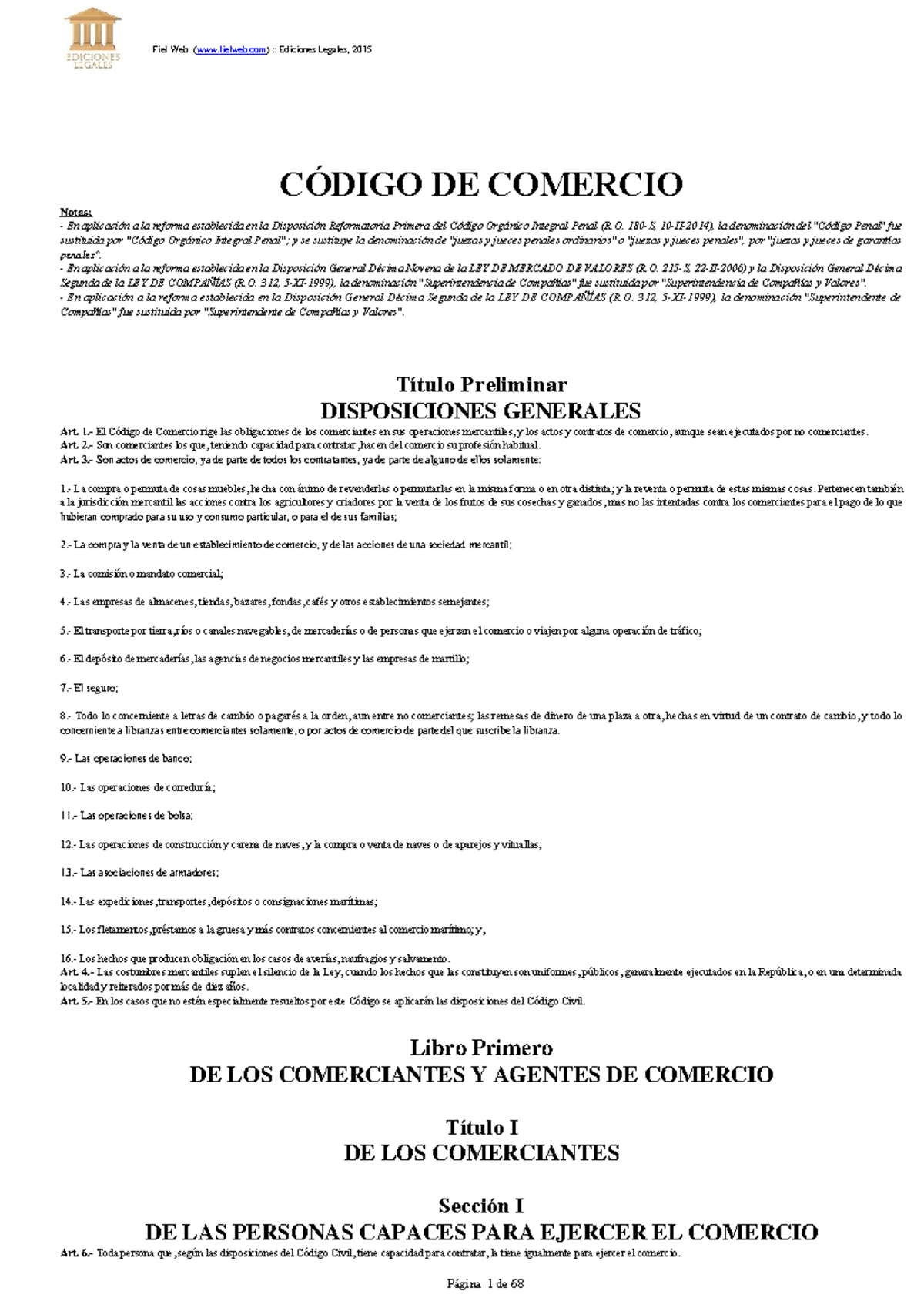 Codigo-DE- Comercio - CÓDIGO DE COMERCIO Notas: - Studocu