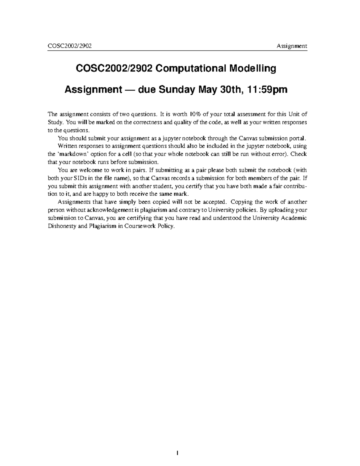 Group Project Assignment 2021 - COSC2002/2902 Computational Modelling ...