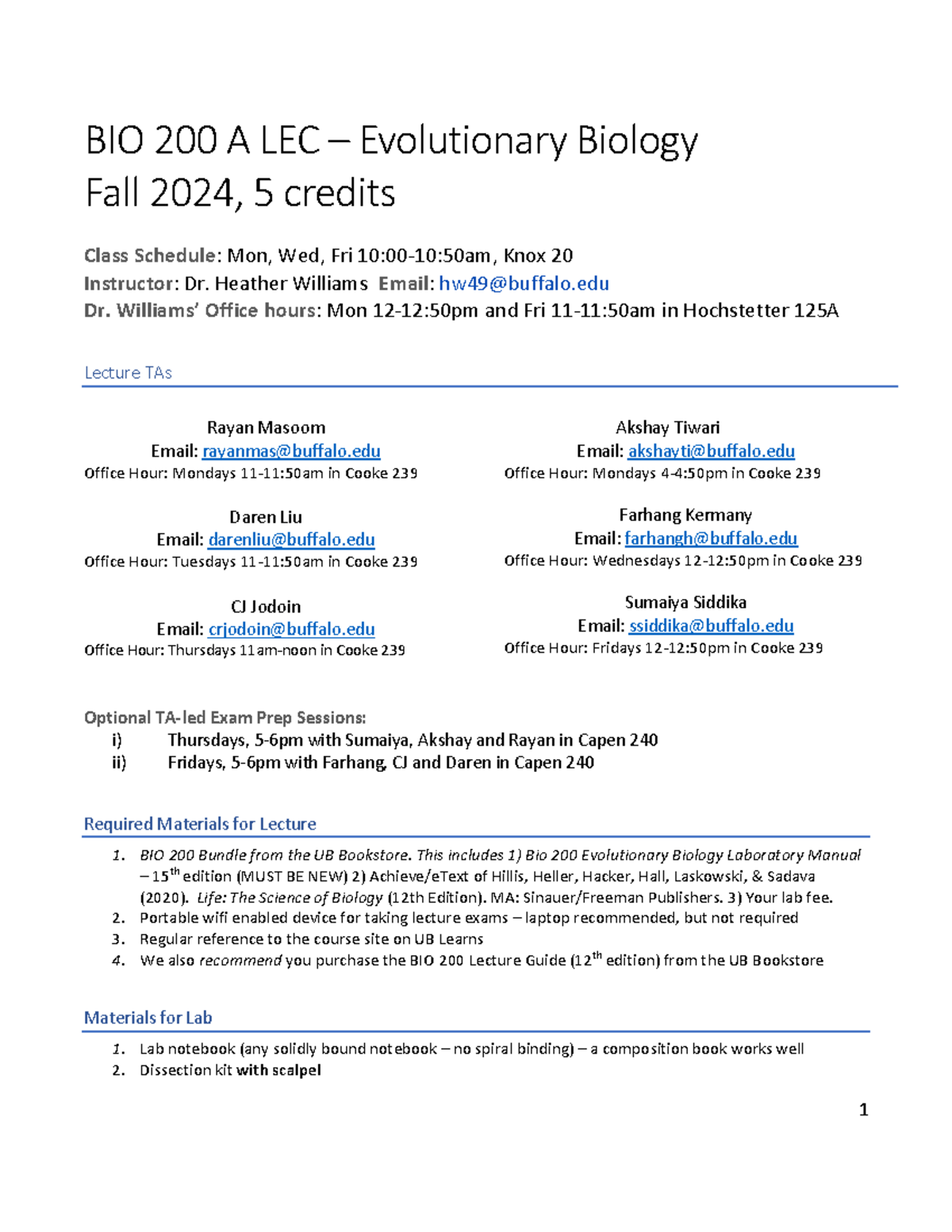 BIO200A Syllabus Fall 2024 - BIO 200 A LEC – Evolutionary Biology Fall ...