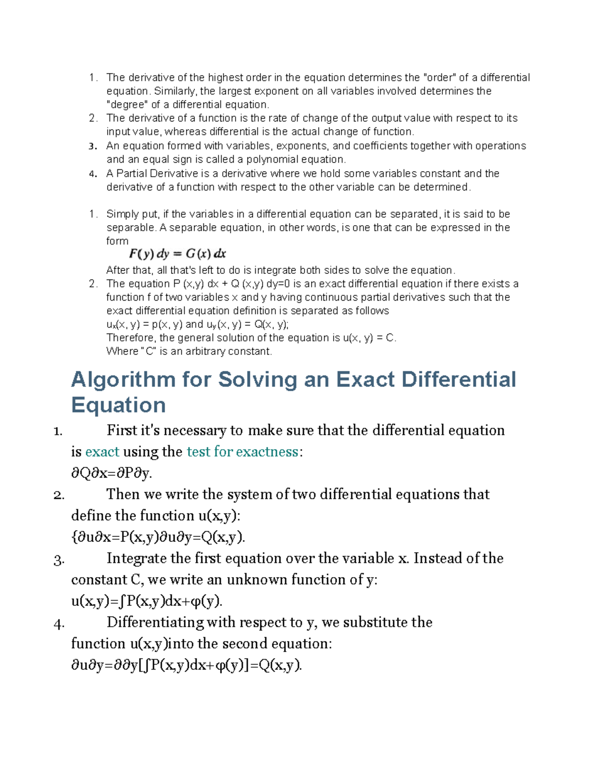 SAQs Differential Equations - Computer Engineering - Studocu