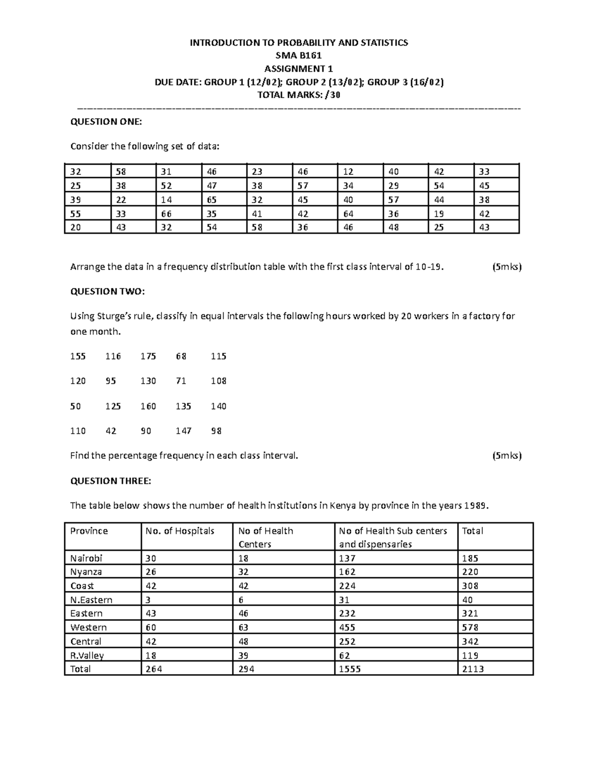 Assigment SMAB161 2324 - INTRODUCTION TO PROBABILITY AND STATISTICS SMA ...