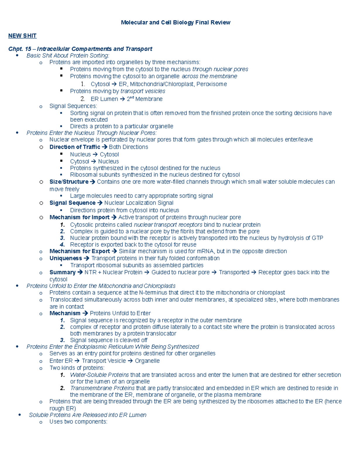 Final Exam Review - biol 213 - Molecular and Cell Biology Final Review ...