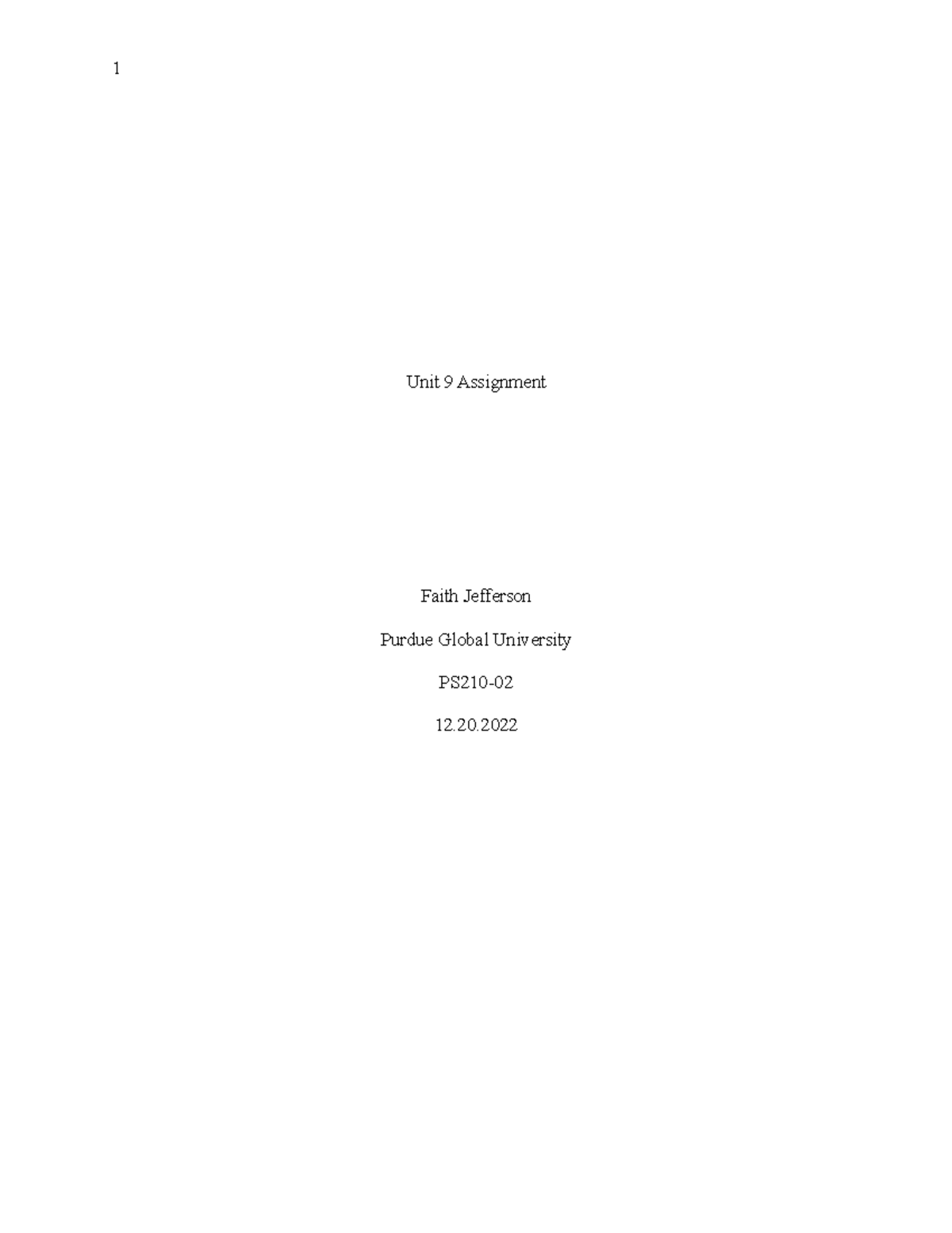 History of Psychology Unit 9 Assignment - Unit 9 Assignment Faith ...