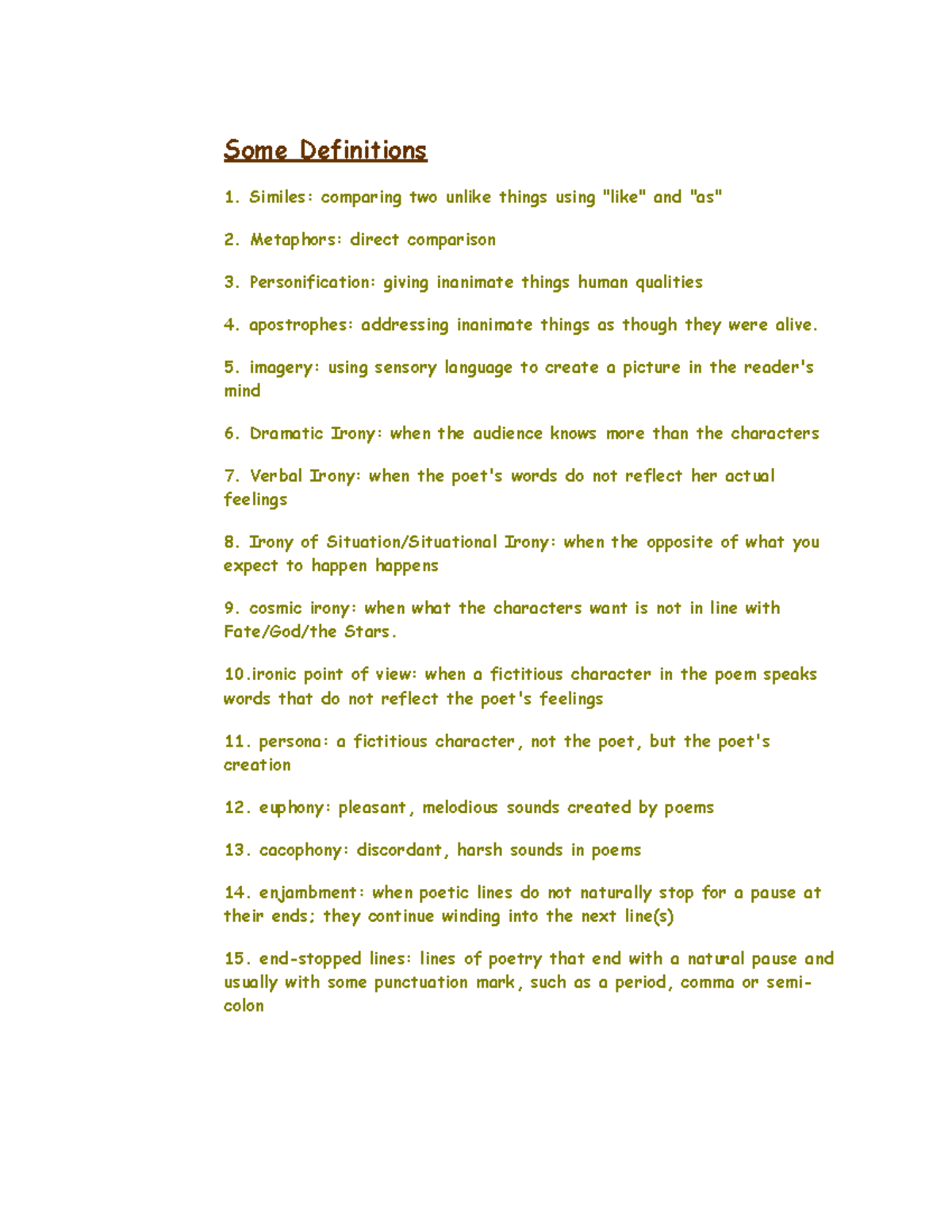 New5 - english notes 5 - Some Definitions Similes: comparing two unlike ...