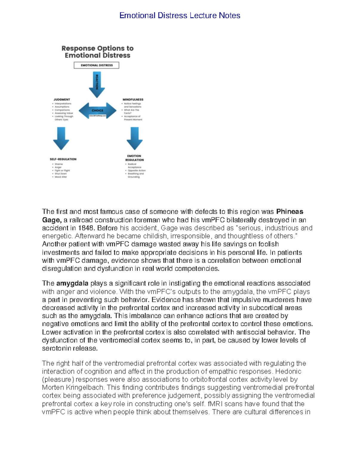 Emotional Distress Lecture Notes - The first and most famous case of ...