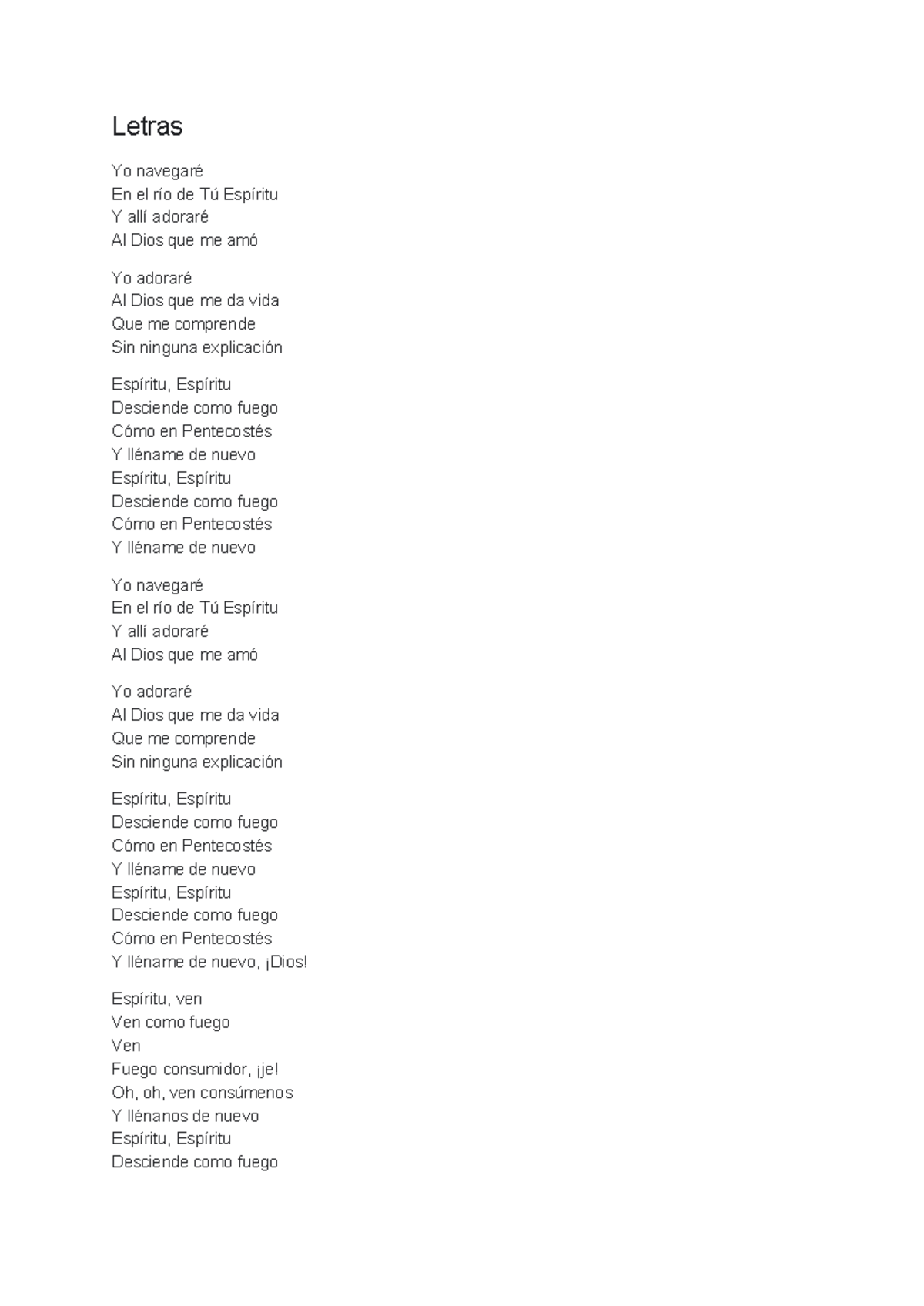 Letra YO Navegare - RELIGIOS - Letras Yo navegaré En el río de Tú ...