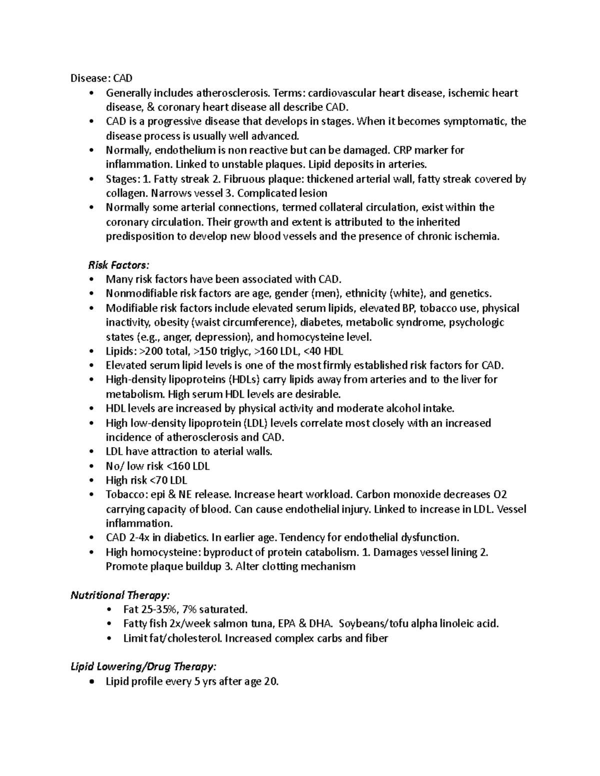 CAD - coronary artery disease - Disease: CAD - Generally includes ...