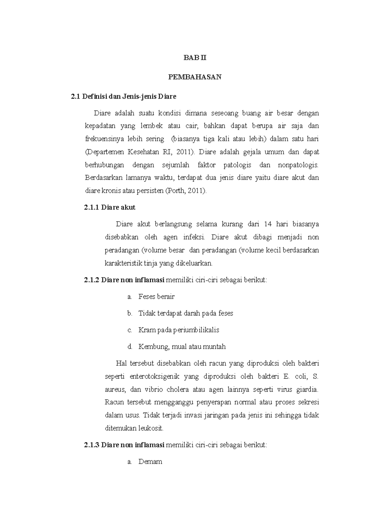Ilmu Dasar Keperawatan_Diare - BAB II PEMBAHASAN 2 Definisi dan Jenis ...