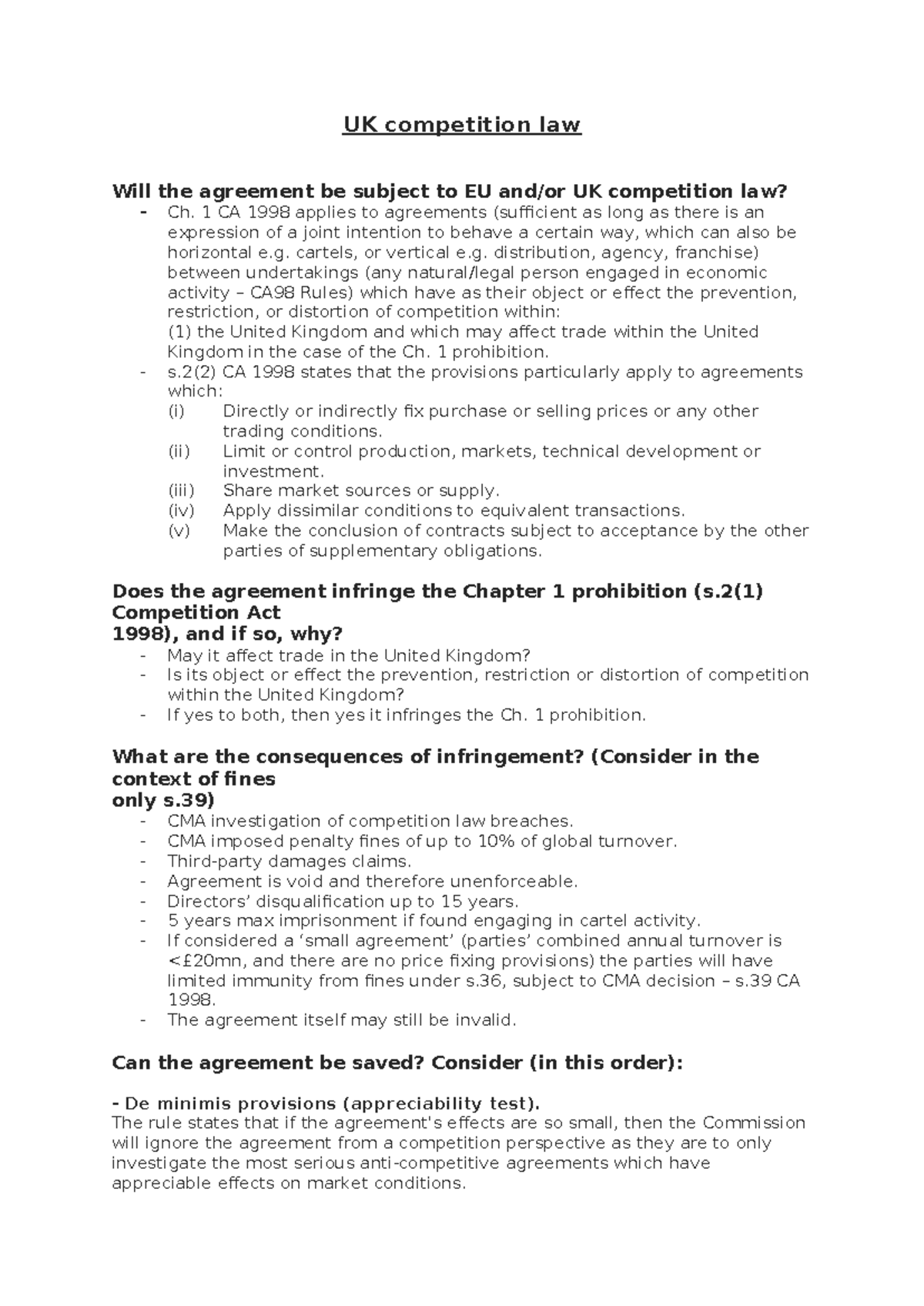 UK Competition law and avoidance measures template - UK competition law ...