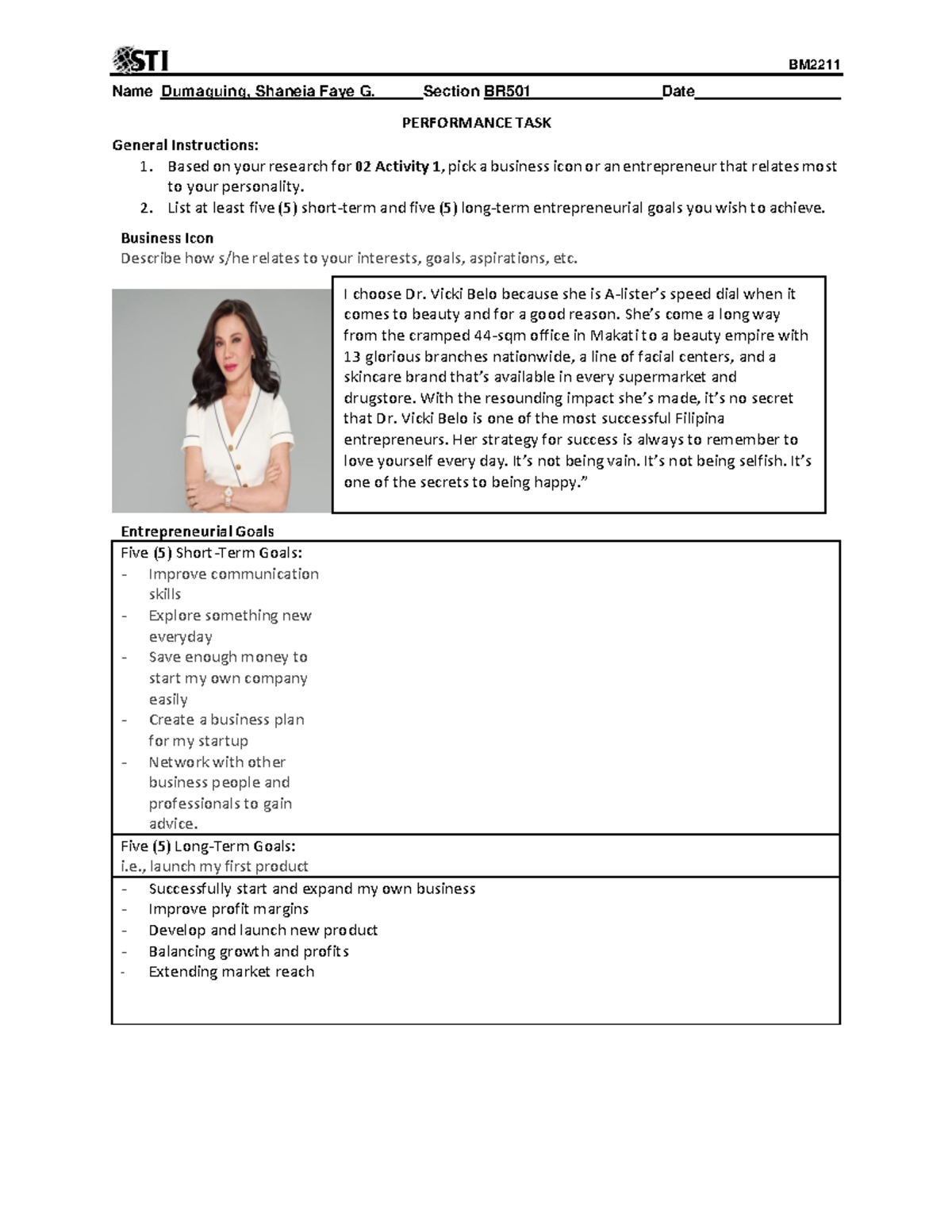 02 Performance Task 1(4) Entrep - Name Dumaguing, Shaneia Faye G ...