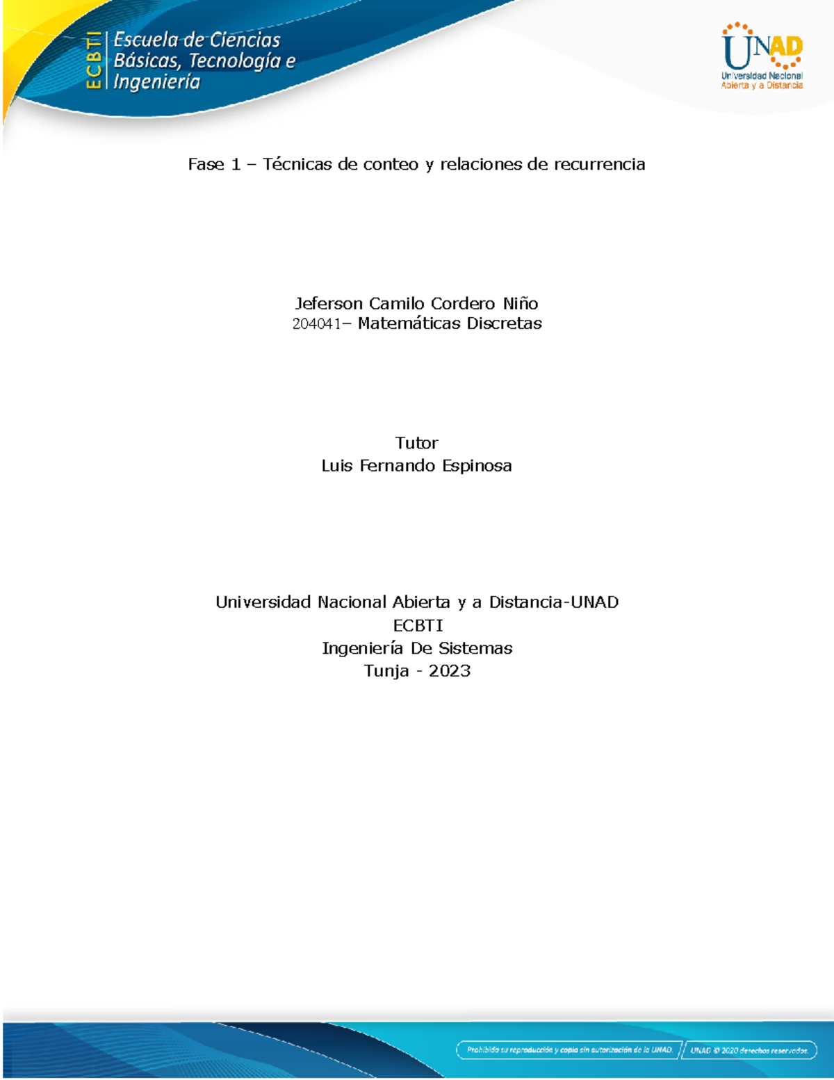 Tarea 1 lknk - desarrollo - Fase 1 – Técnicas de conteo y relaciones de ...