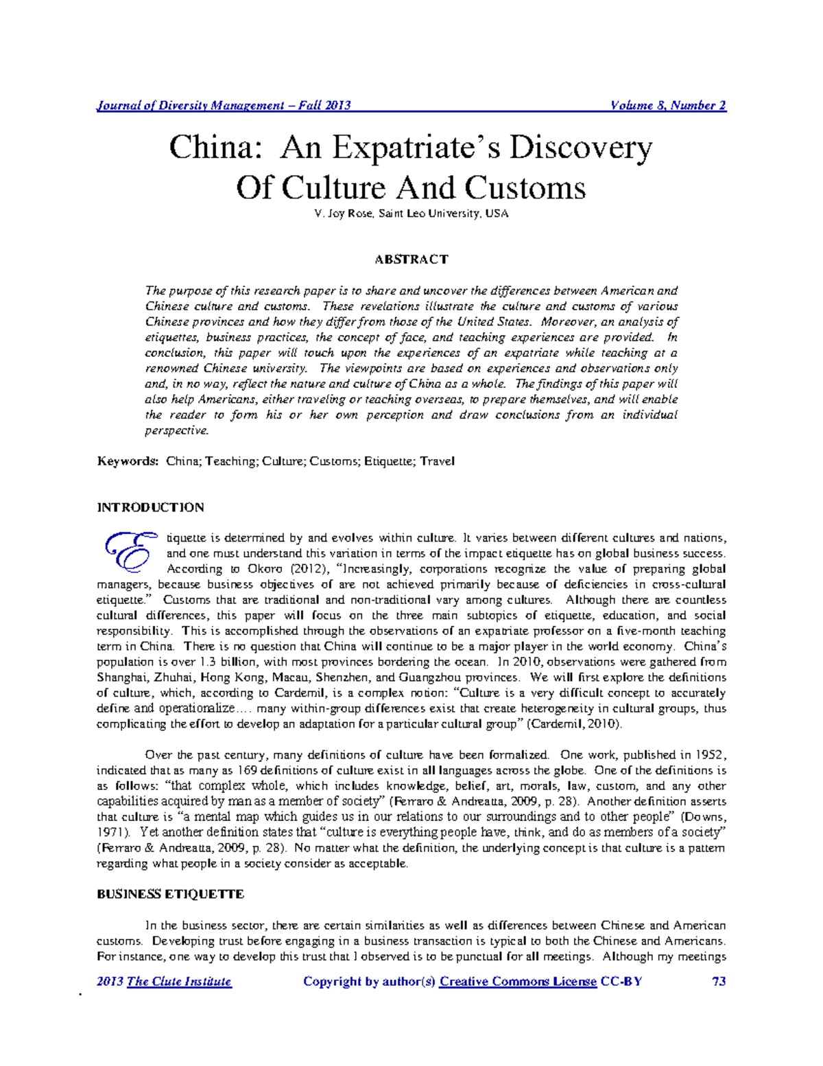 China An Expatriates Discovery Of Culture And Cust - 2013 The Clute ...