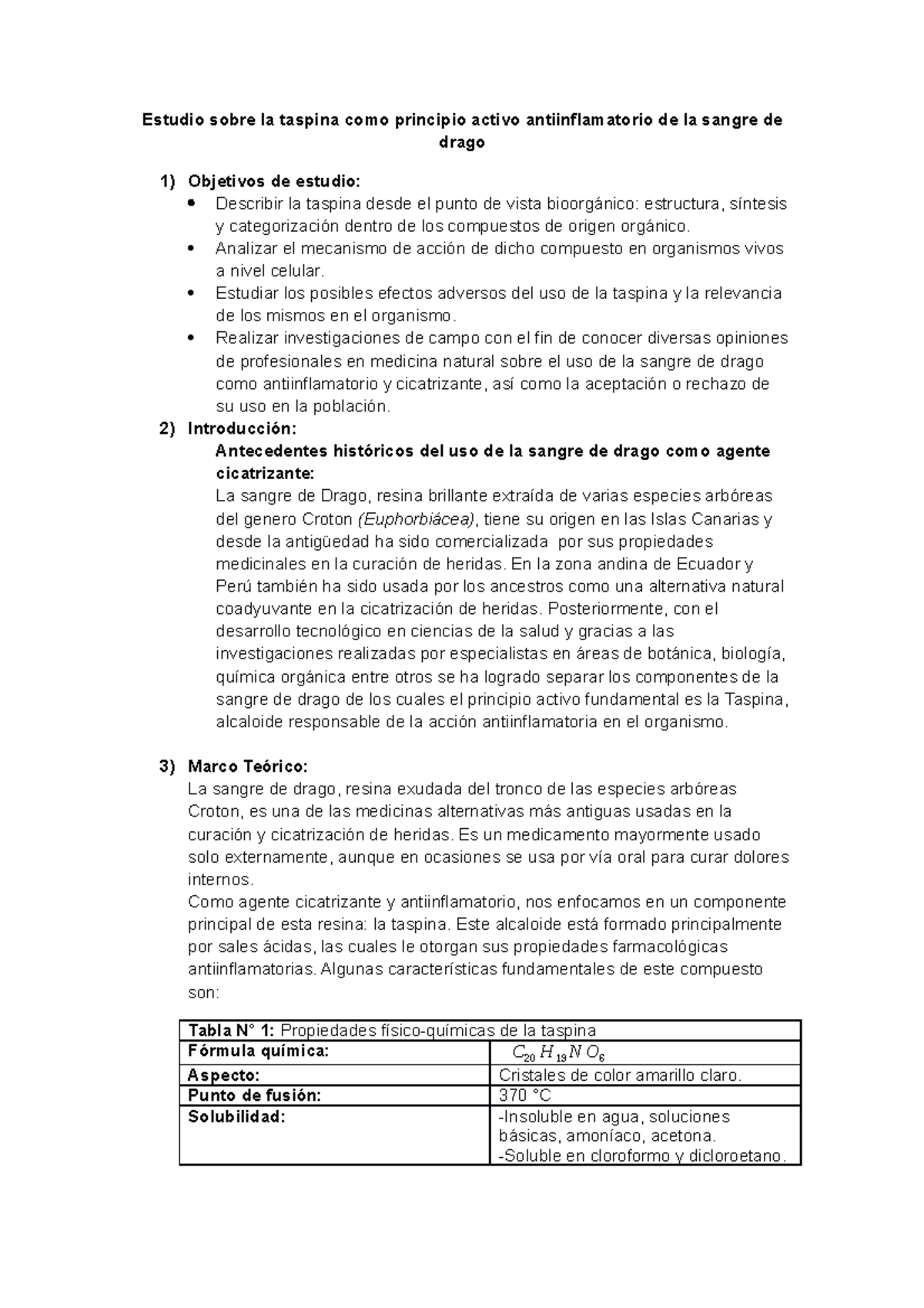 Estudio sobre la taspina como principio activo antiinflamatorio de la ...