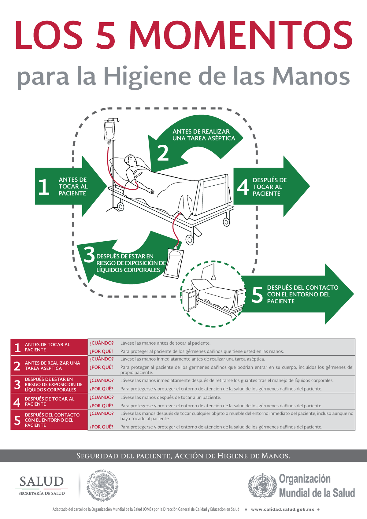 LOS 5 Momentos - Seguridad del paciente, Acción de Higiene de Manos ...