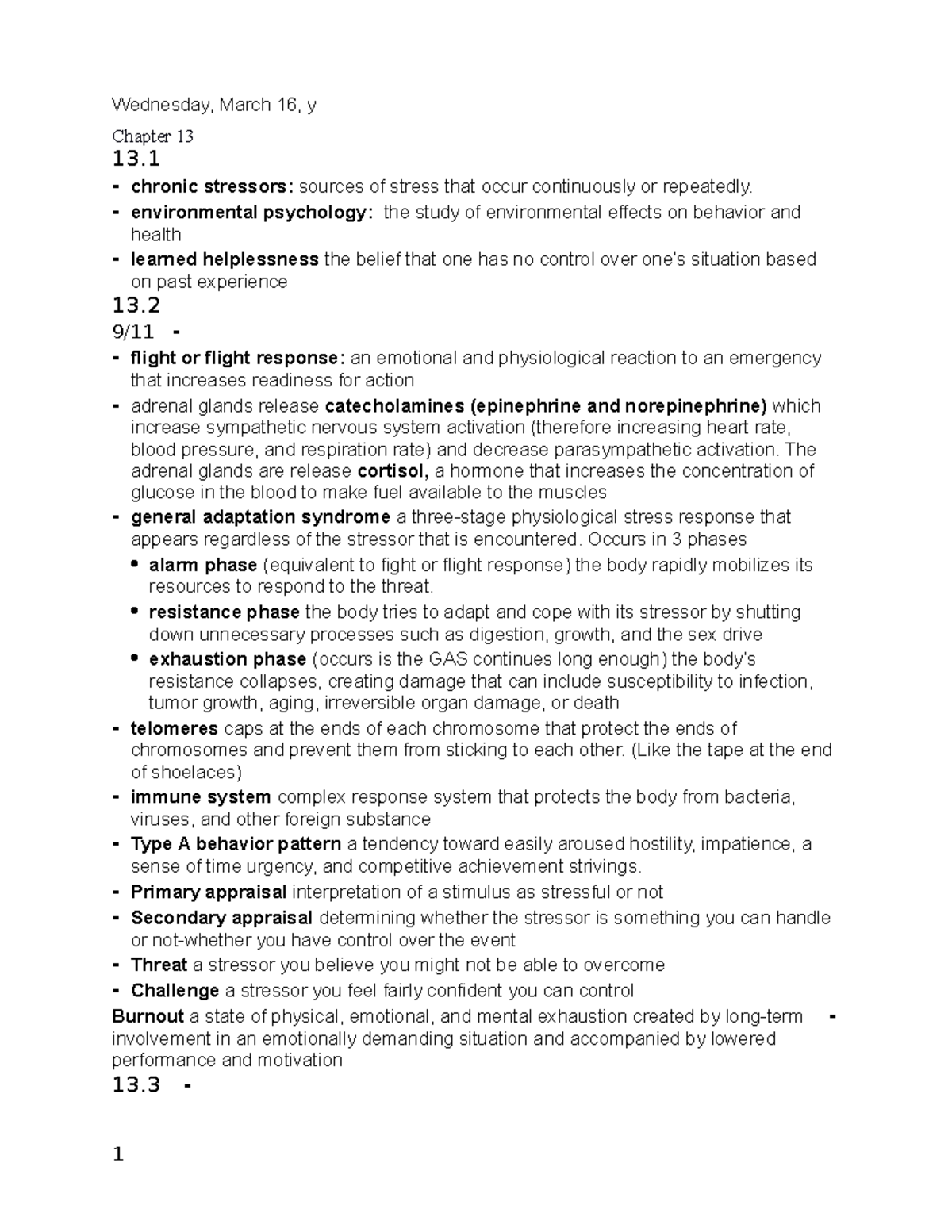 Chapter 13 BIOL 150 Notes - Wednesday, March 16, y Chapter 13 13 ...