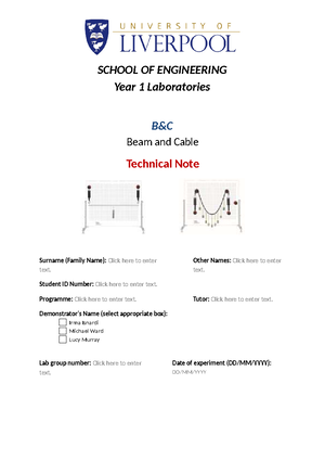 B C Technical Note Template 2020 21 - SCHOOL OF ENGINEERING Year 1 ...