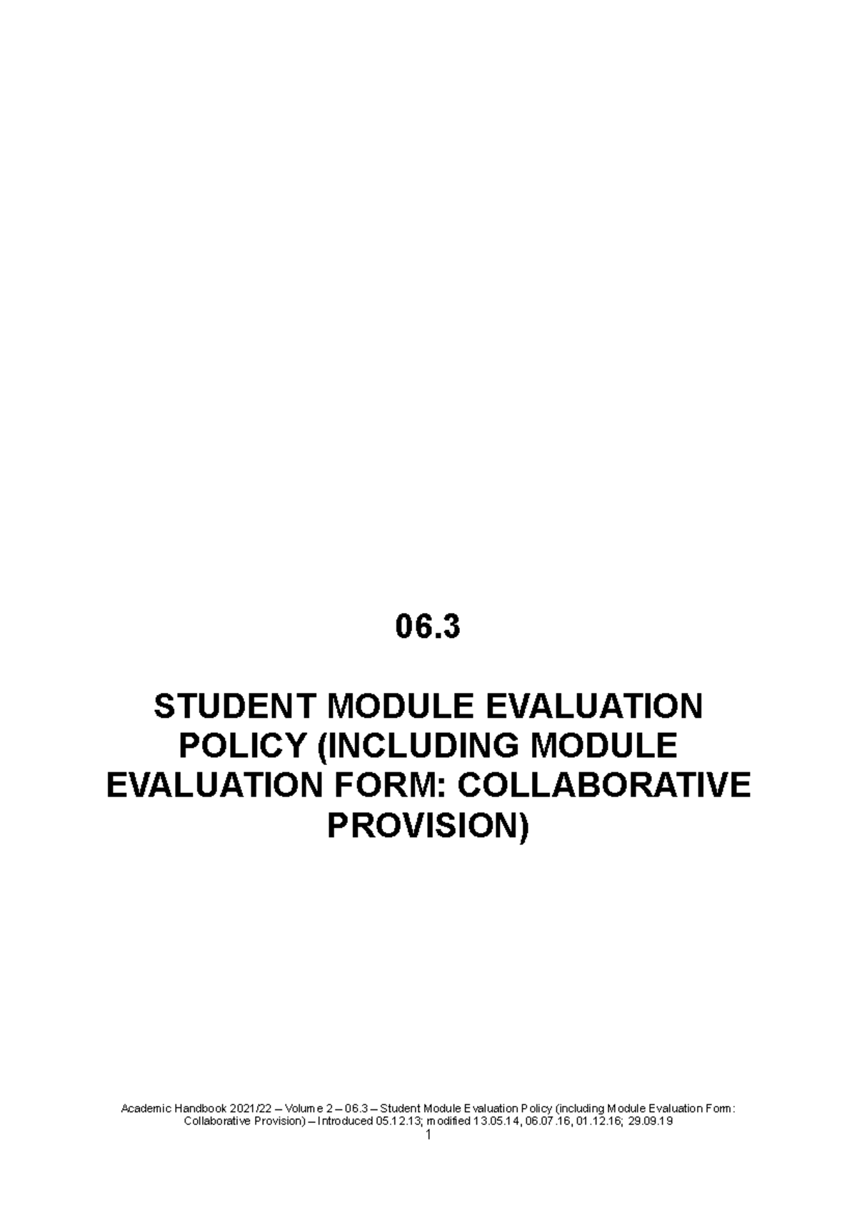 AH2 06 03 - STUDENT MODULE EVALUATION POLICY (INCLUDING MODULE ...