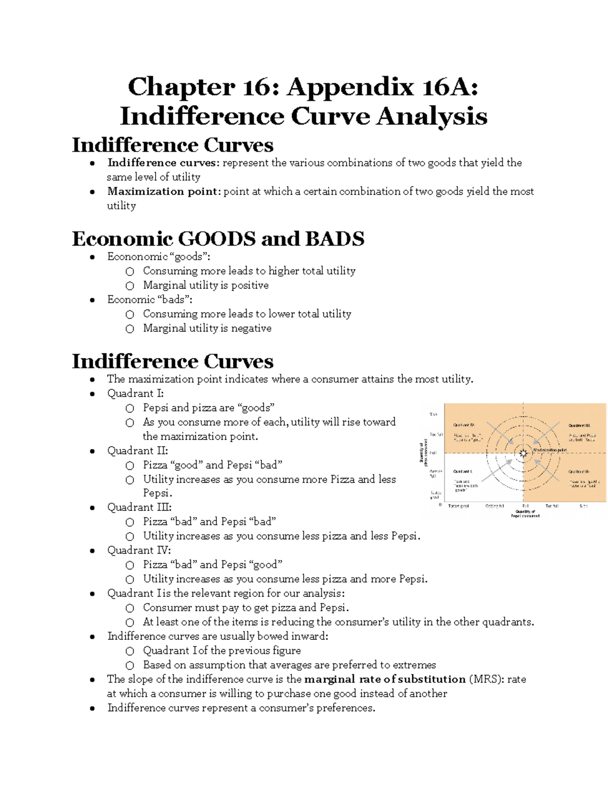Chapter 16 Appendix 16A Indifference Curve Analysis - Chapter 16: Appendix 16A: Indifference ...