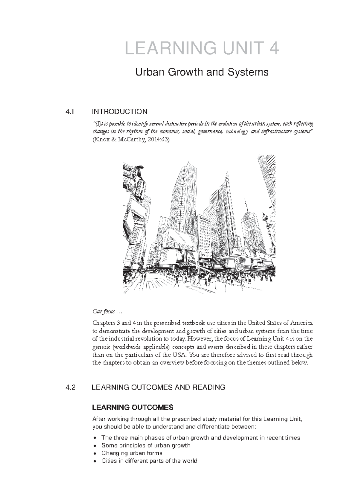 Learning UNIT 4 - Summary - LEARNING UNIT 4 Urban Growth and Systems 4 ...
