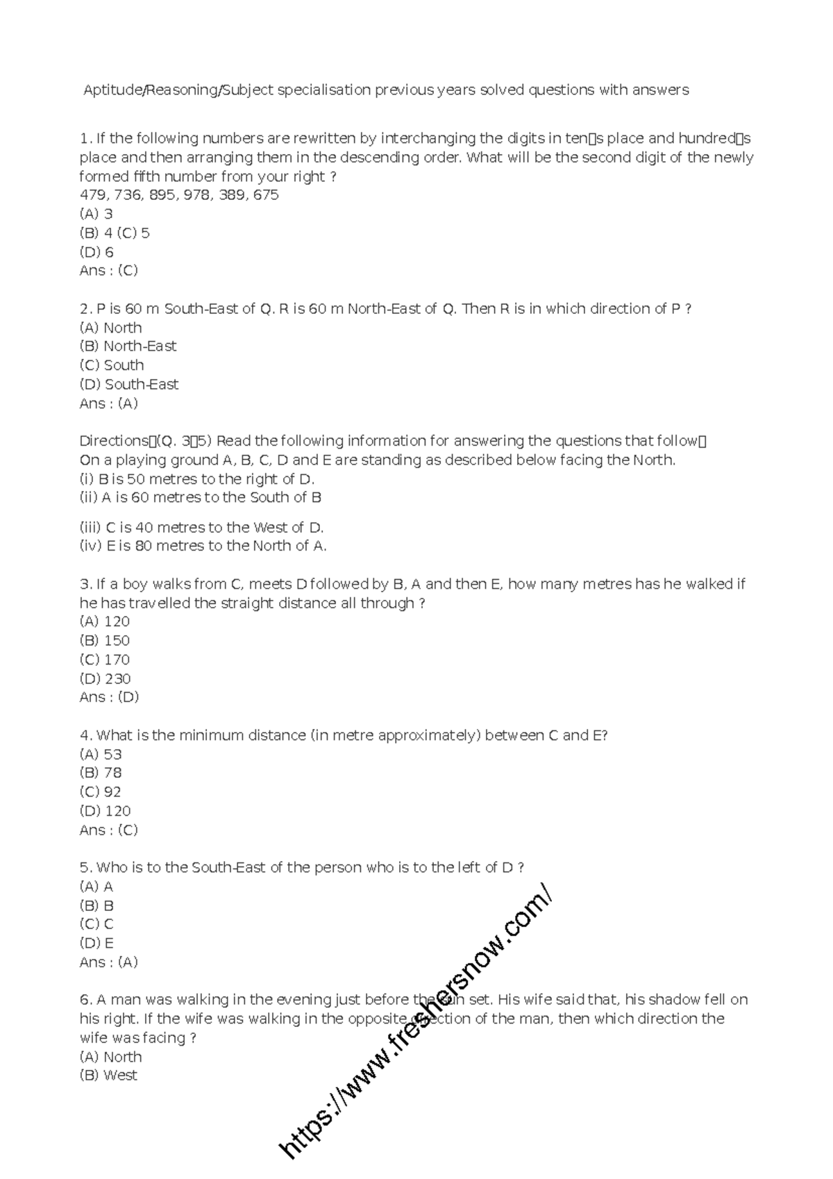Aptitude - N/a - Aptitude/Reasoning/Subject specialisation previous ...