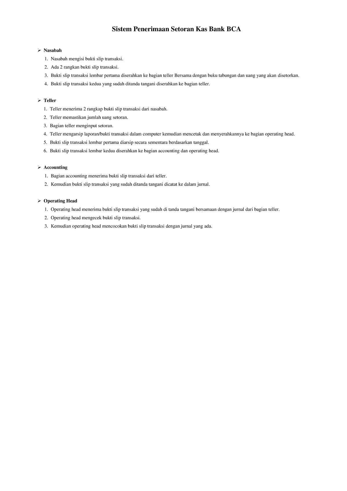 Flowchart CASE 1 - Selamat membaca - Sistem Penerimaan Setoran Kas Bank ...