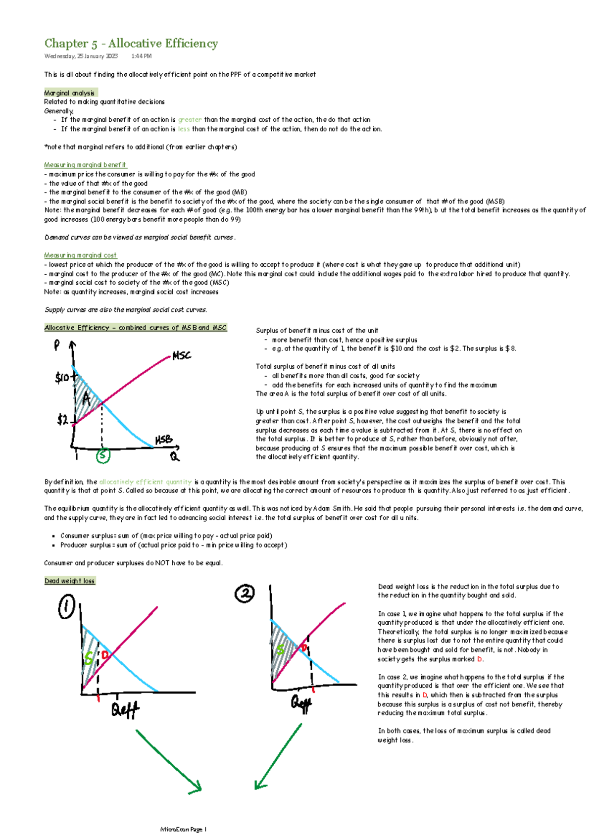 Chapter 5 - Allocative efficiency - This is all about finding the ...
