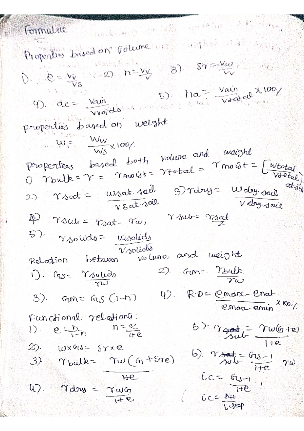 Formula - Summary Civil Engineering - Formulae Properties based on ...