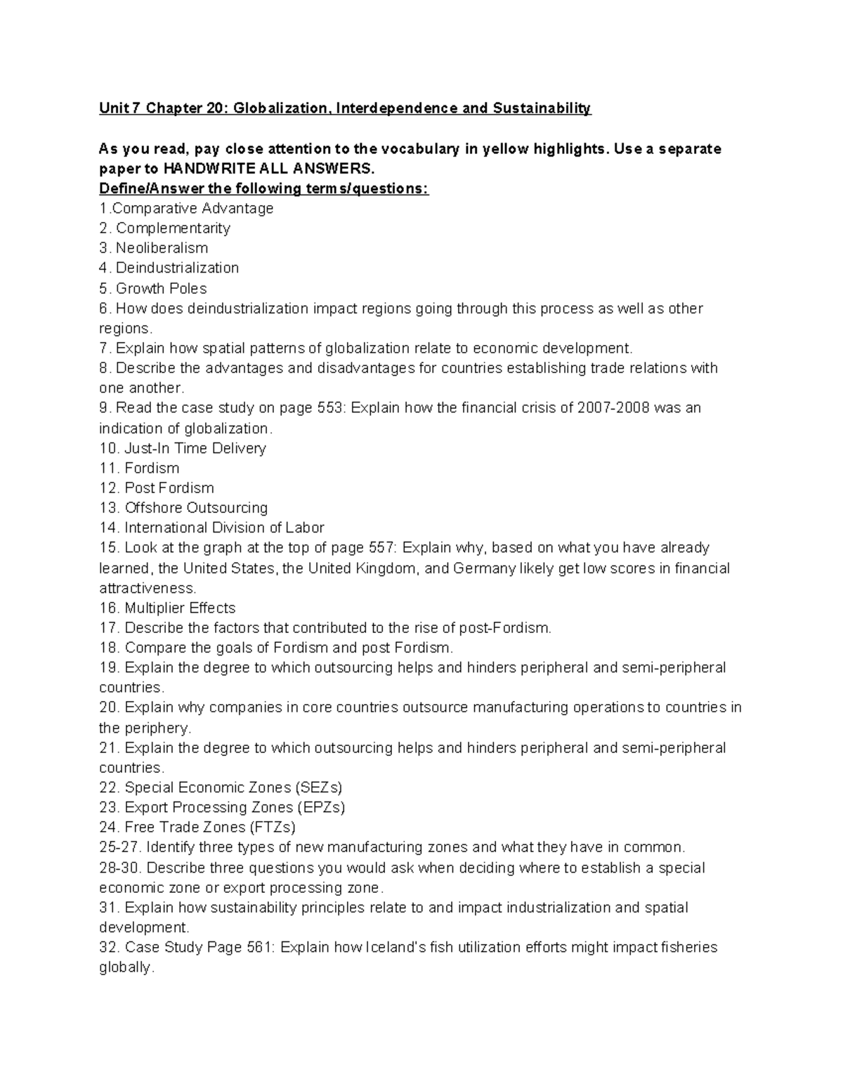 Unit 7 Chapter 202 - Unit 7 Chapter 20: Globalization, Interdependence ...