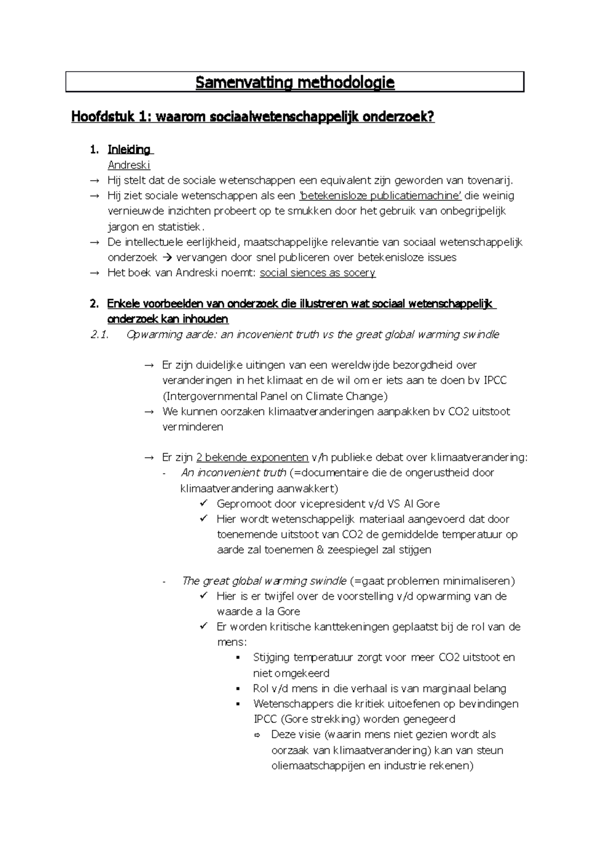 Samenvatting - Methodologie - Warning: TT: more functions defined than expected Samenvatting ...